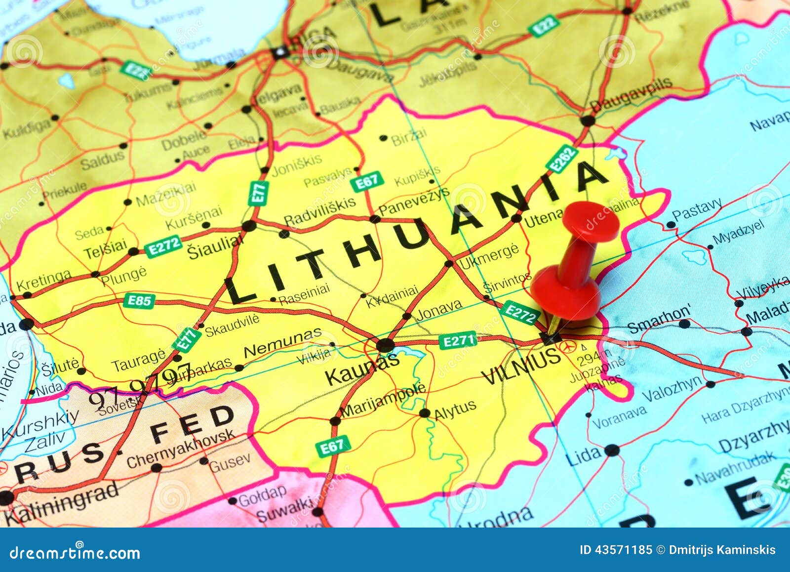 Vilnius Fixou Em Um Mapa De Europa Imagem de Stock - Imagem de globo ...