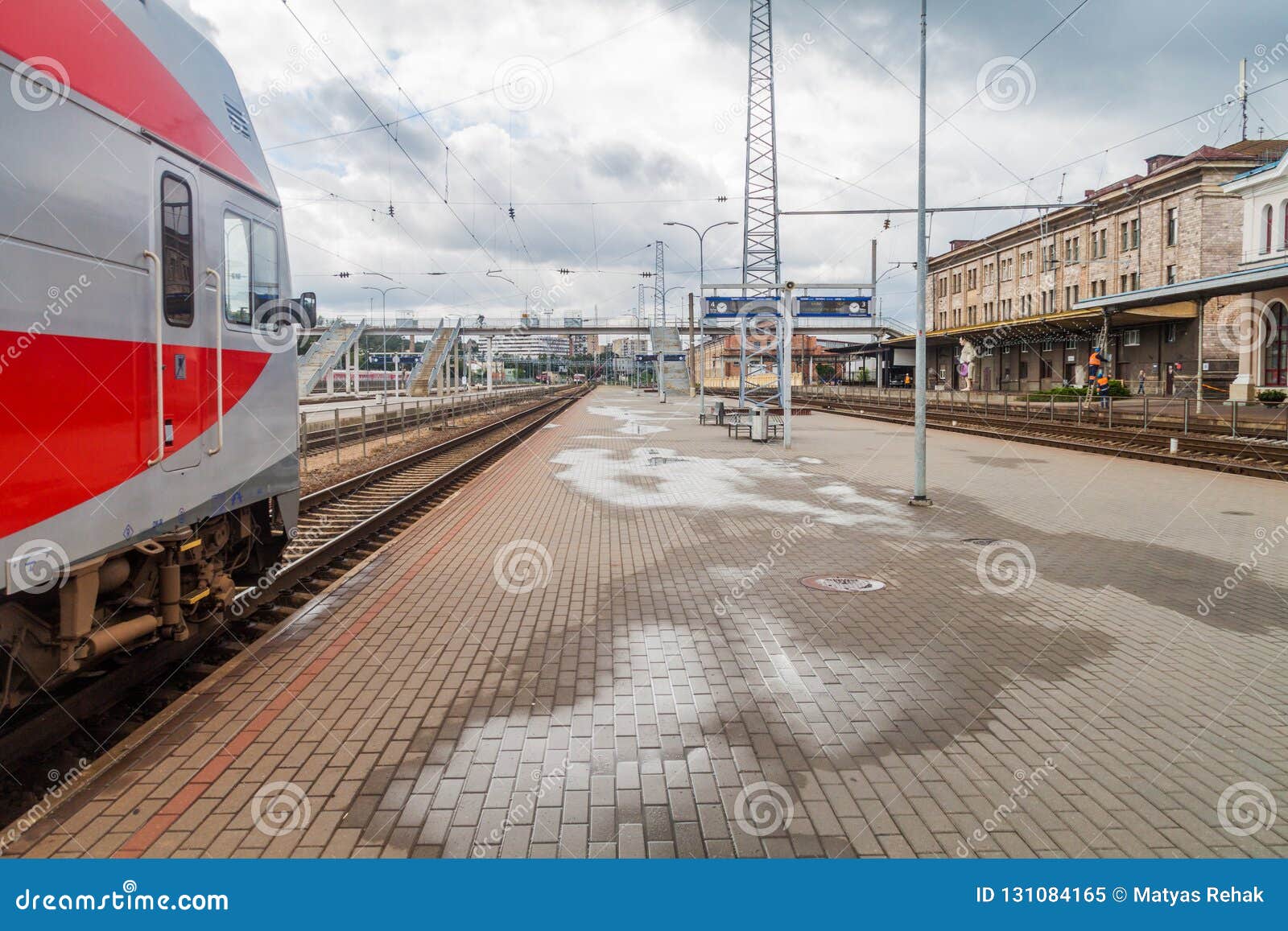 VILNIUS, LITHUANIA - AUGUST 16, 2016: Trains at the Main Train Station ...