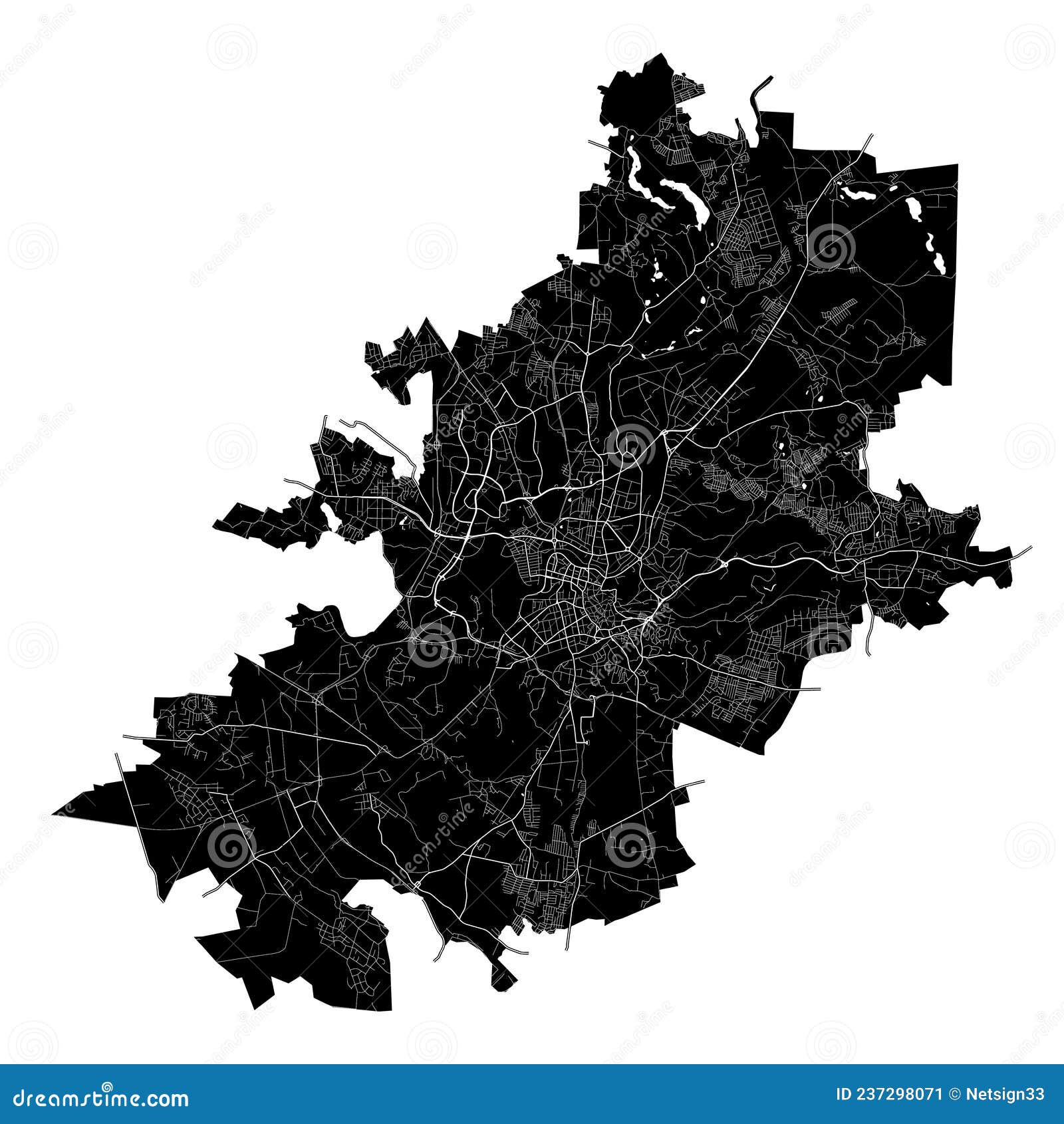 Vilnius, Lithuania, Black and White High Resolution Vector Map Stock ...