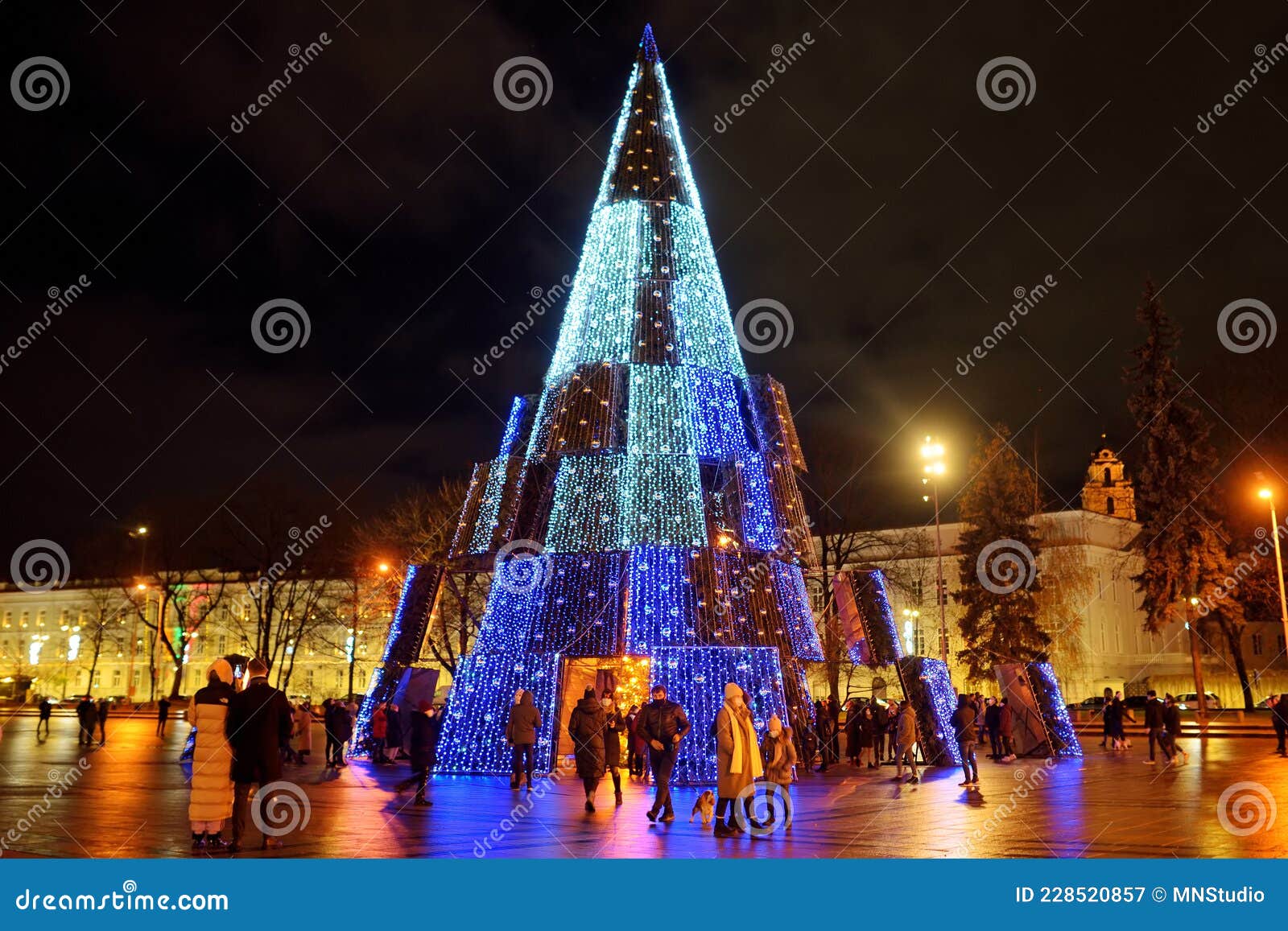 VILNIUS, LITHUANIA - DECEMBER 2020: Beautiful Christmas Tree on the ...