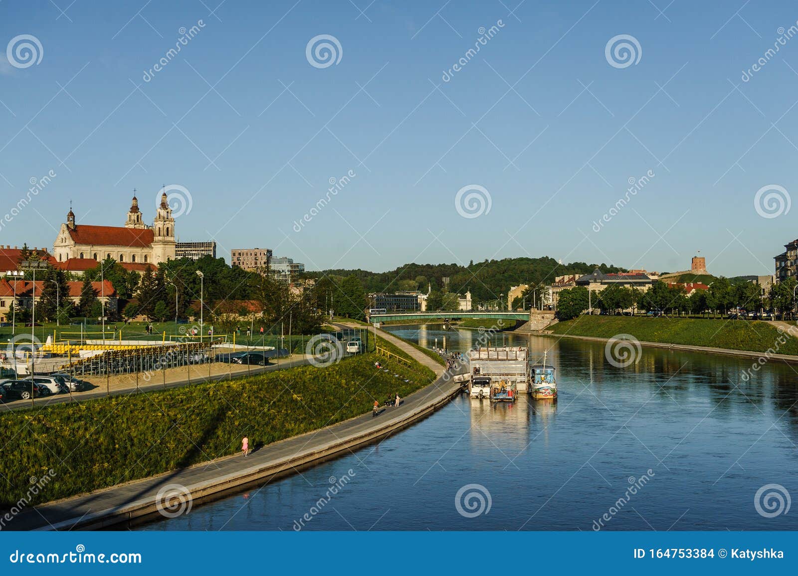 Vilnius, Lithuania - May 20, 2017: Neris River and Panoramic View on ...