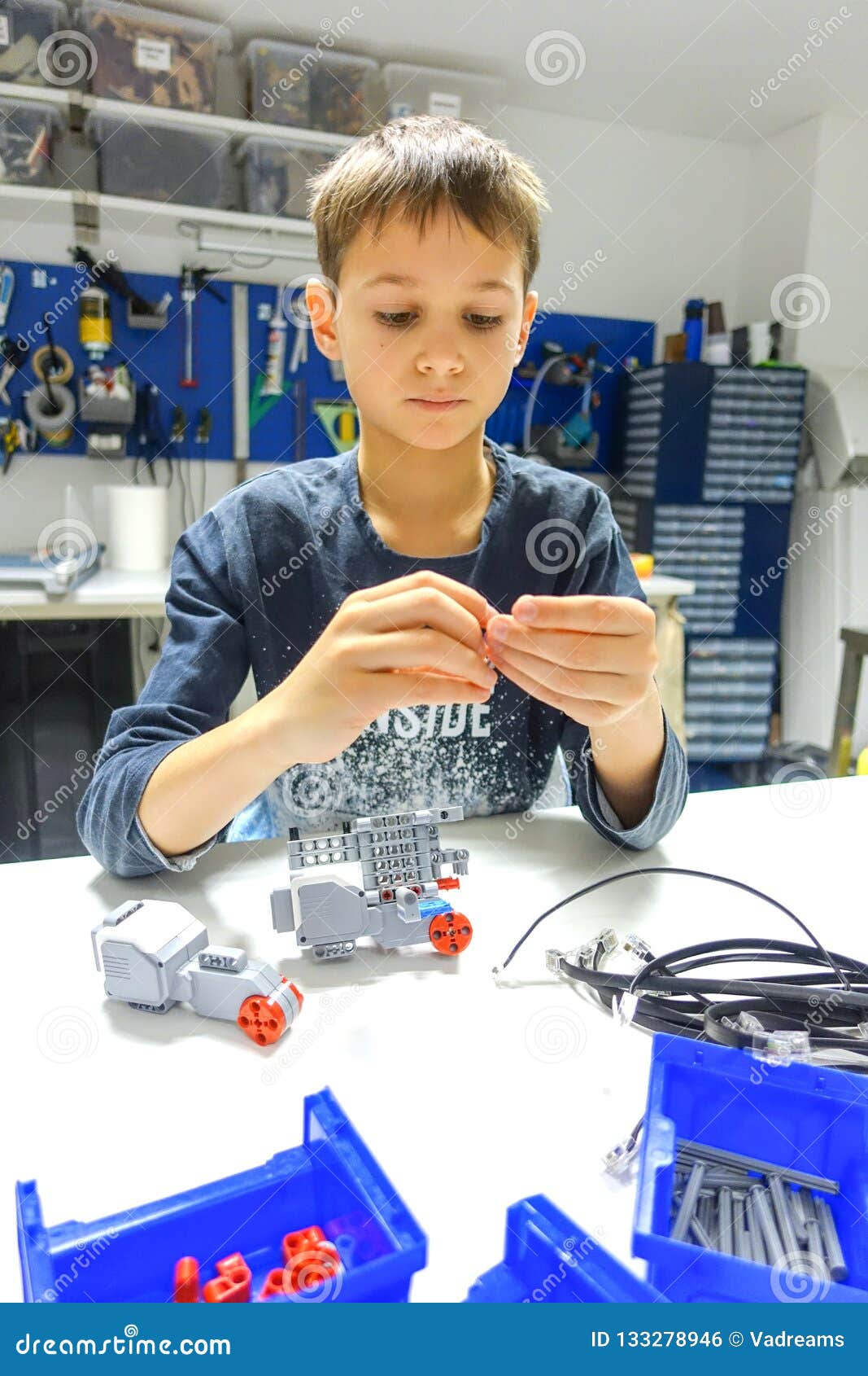 Lego Robot Scientist Minifigure With Flasks In Laboratory Editorial Image