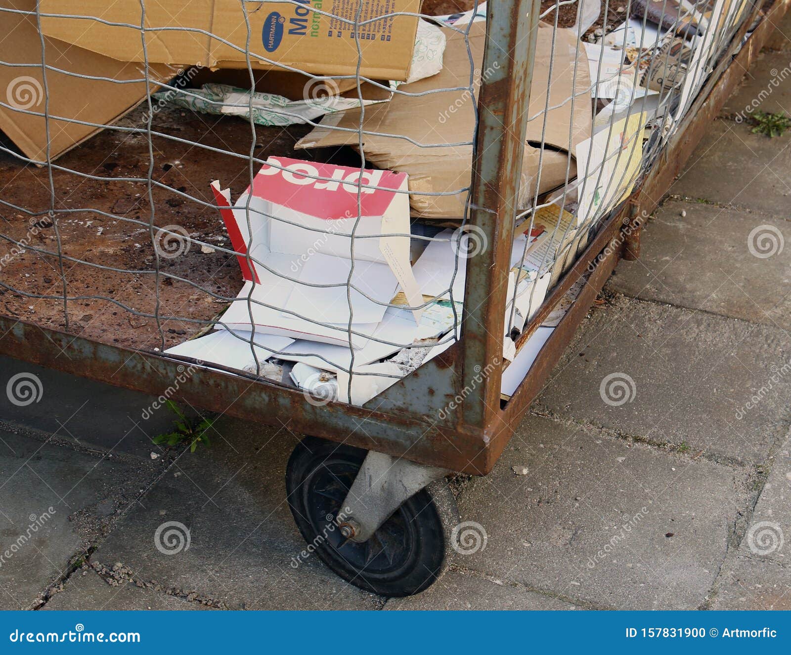 Vilnius Lithuania - 04 22 2019: Paper Trash Container with Cardboard ...