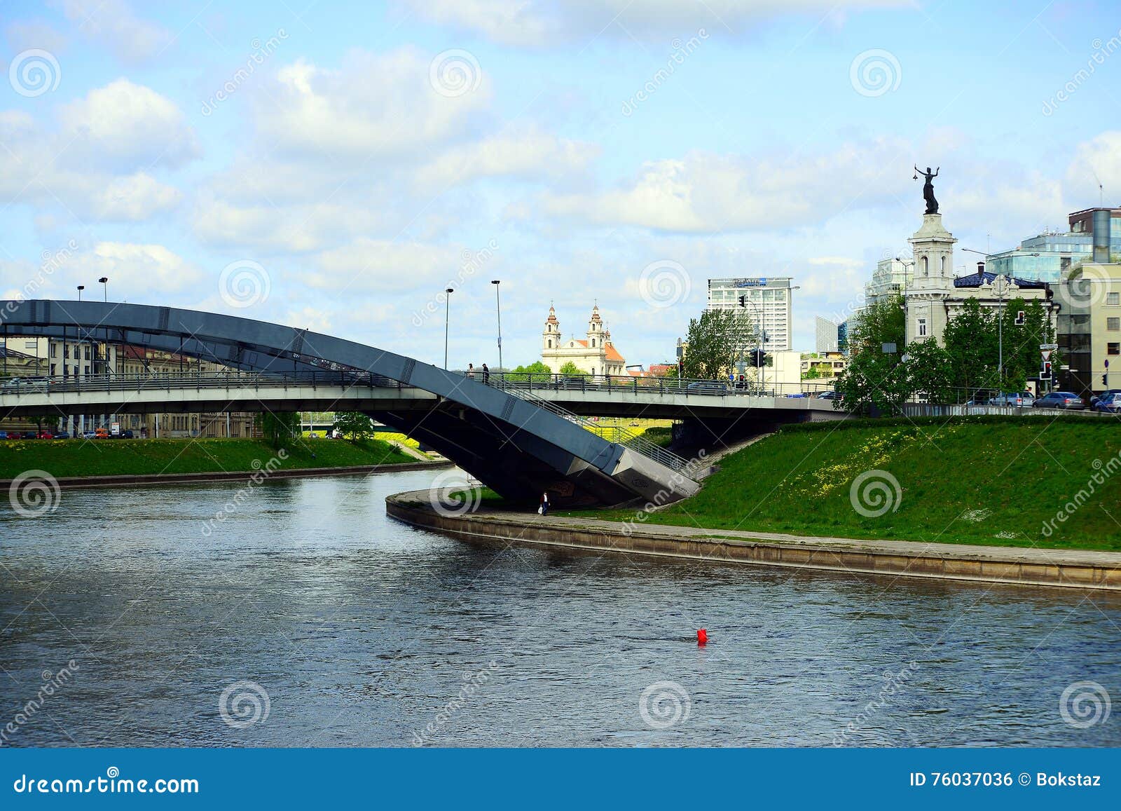 Vilnius Mindaugas Bridge Over Neris River Editorial Photo - Image of ...