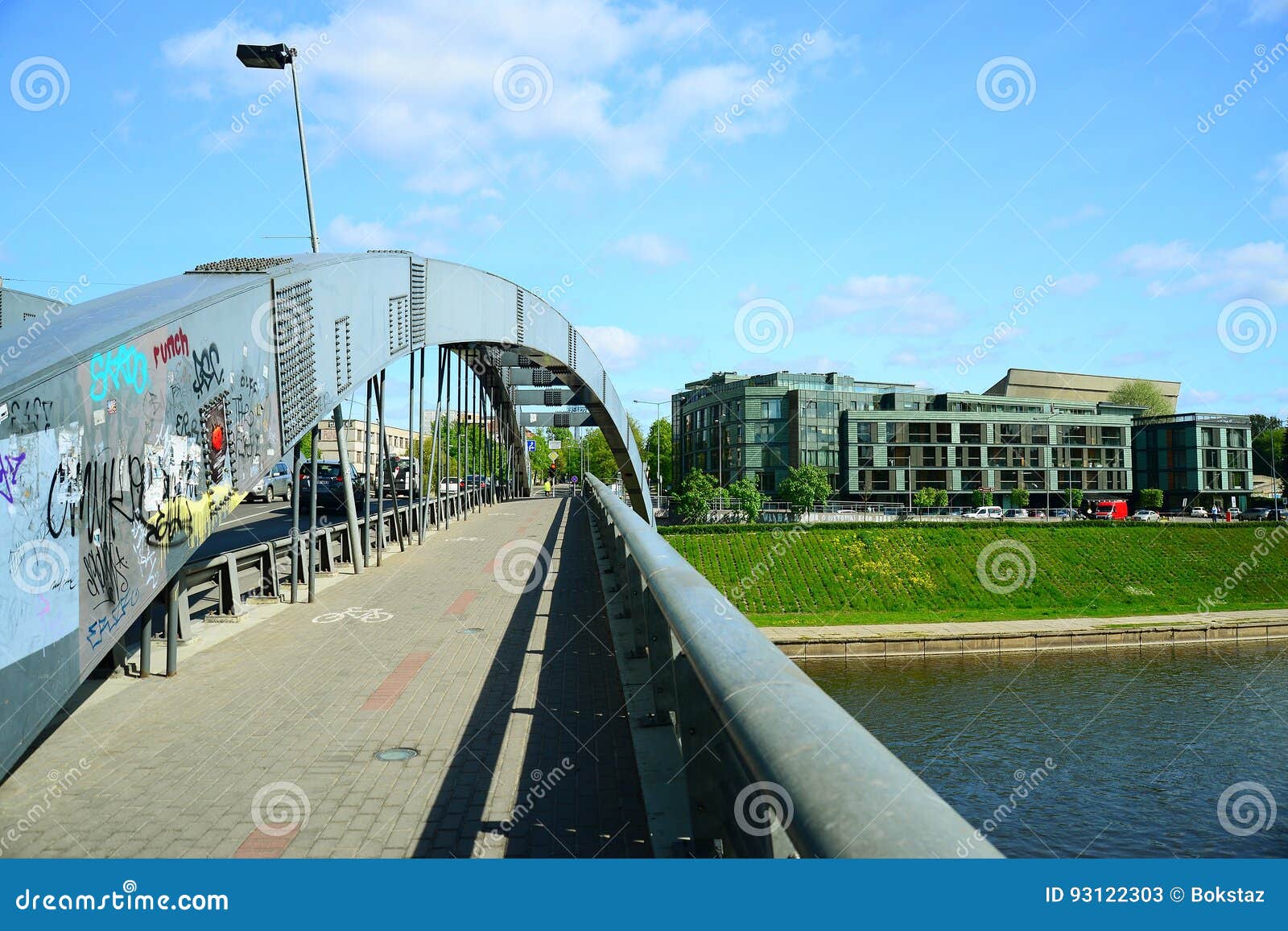 Vilnius Mindaugas Bridge Over Neris River Editorial Stock Photo - Image ...