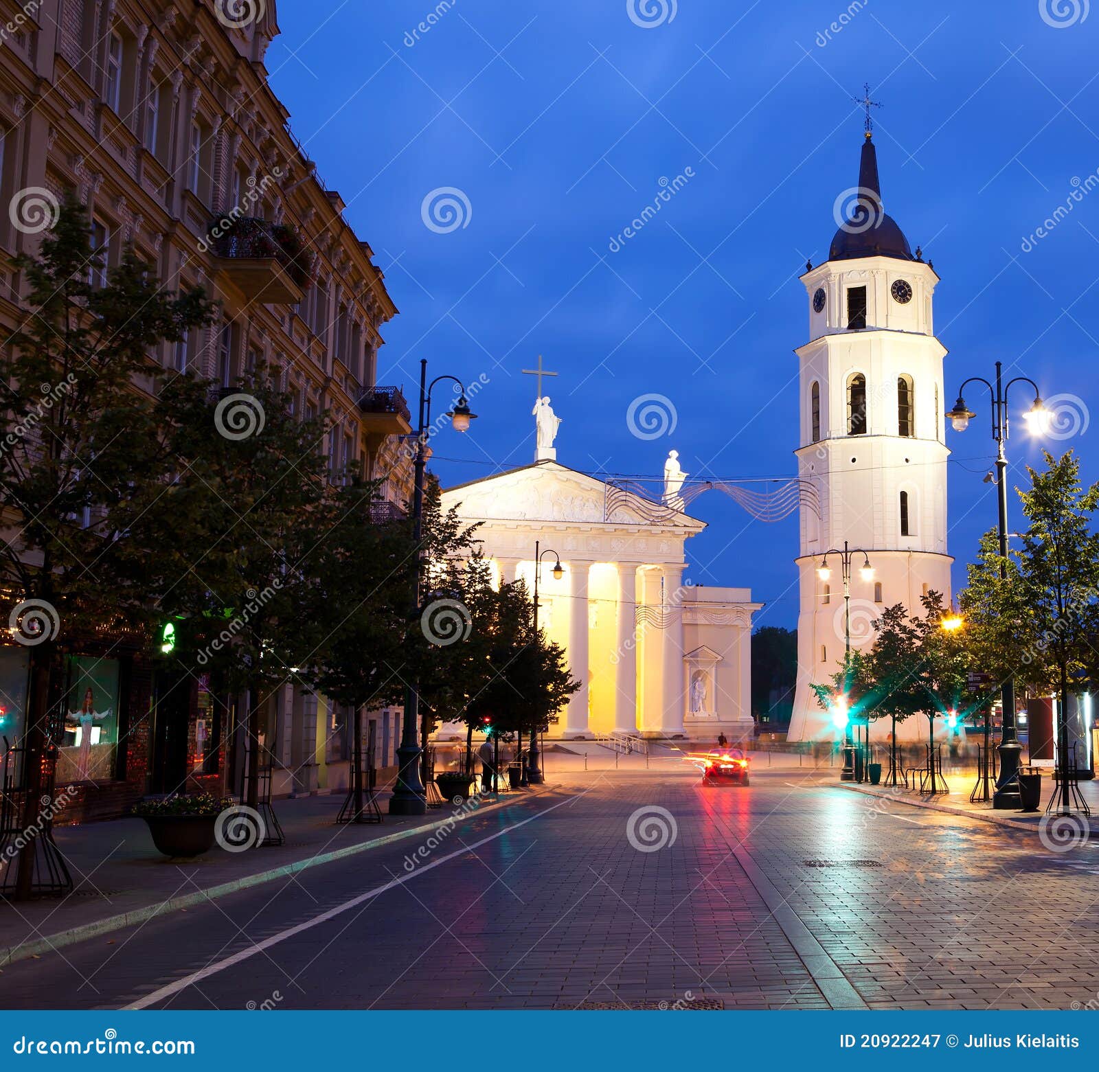 Vilnius at Night, Night Life Scene Stock Image - Image of illuminated ...