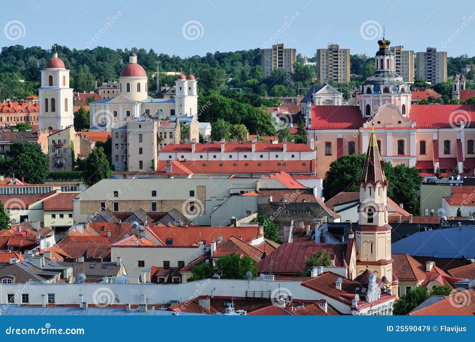 Vilnius old town stock image. Image of history, birds - 25590479