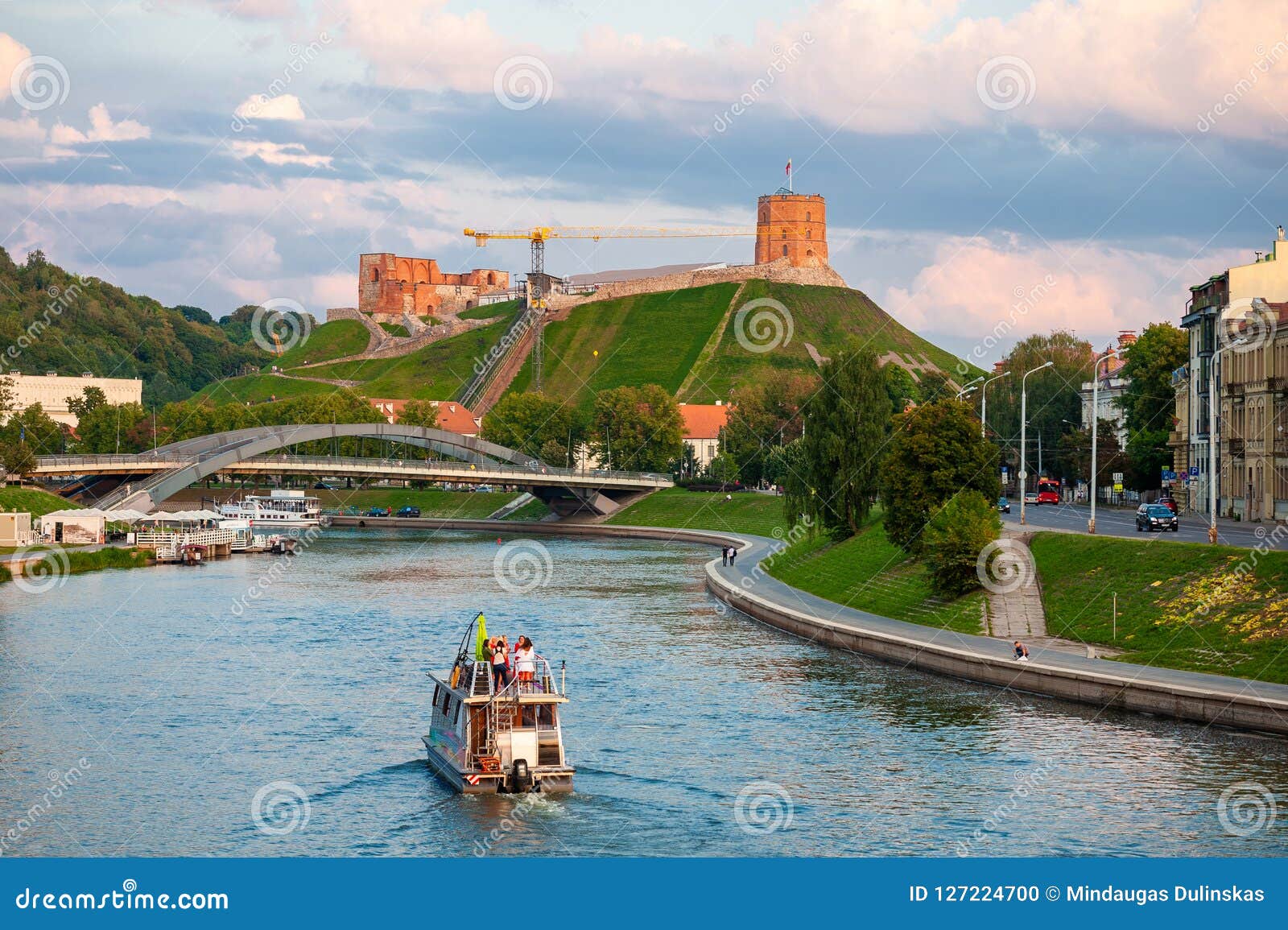 Vilnius Old Town with River Neris and Gediminas Tower in Background ...