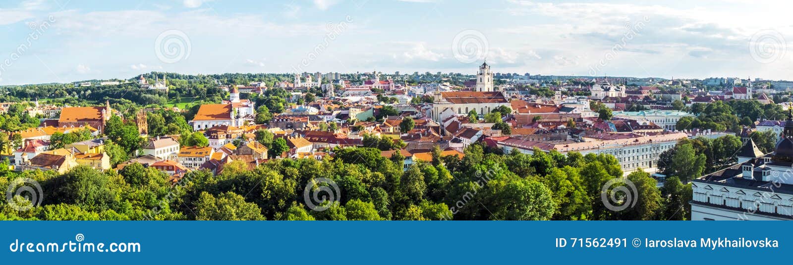 Vilnius Old Town Top View, Lithuania (Panorama) Stock Image - Image of ...