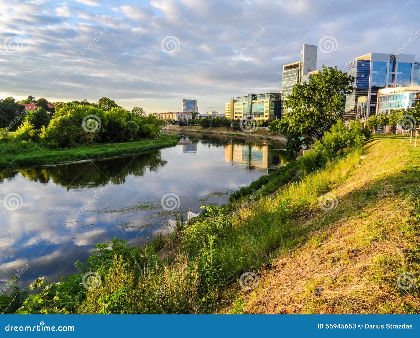 Vilnius river landscape stock image. Image of view, clouds - 55945653