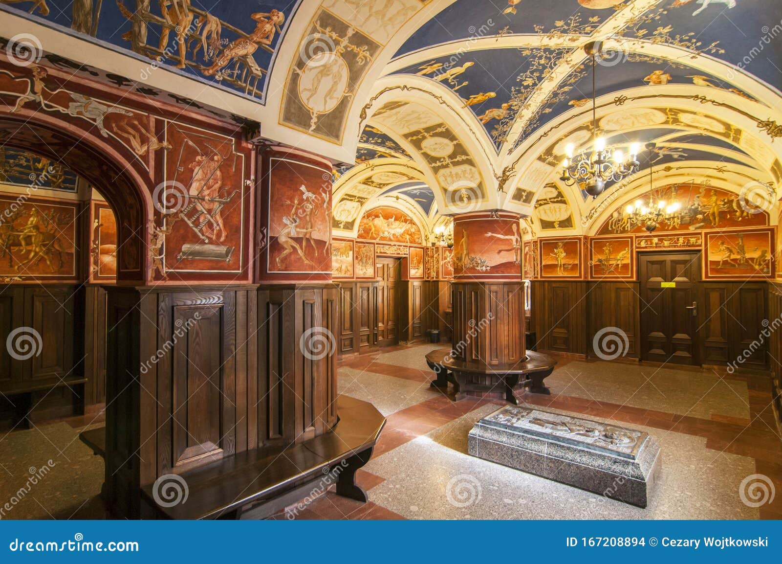 Vilnius University Wall Painting, Lithuania Stock Photo - Image of room ...