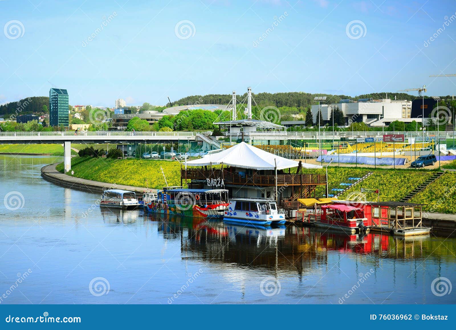 Vilnius White Walking Bridge Over Neris River Editorial Photography ...