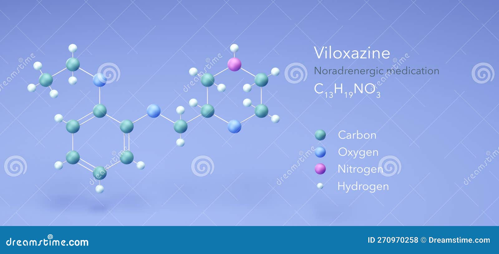 Viloxazine Molecule, Molecular Structures, Noradrenergic Medication, 3d ...
