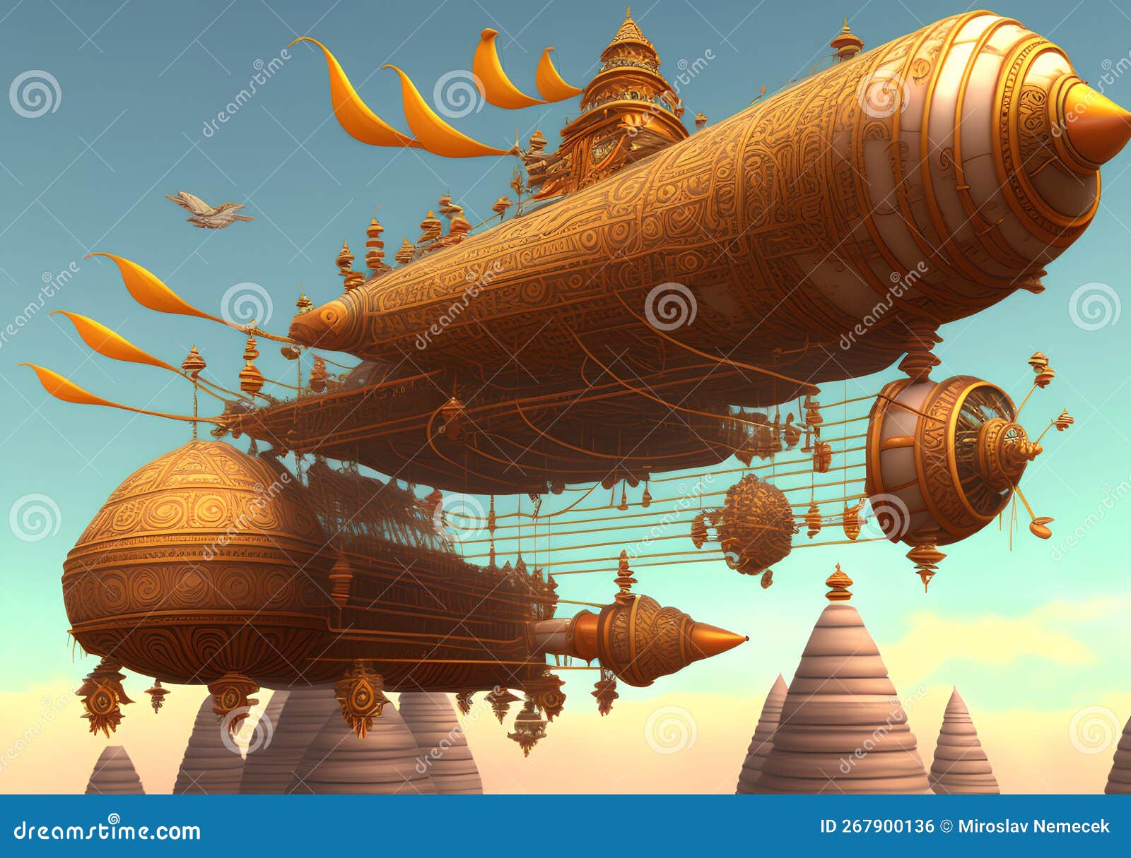 Vimana, Ancient Flying Machine, Generative AI Illustration Stock ...