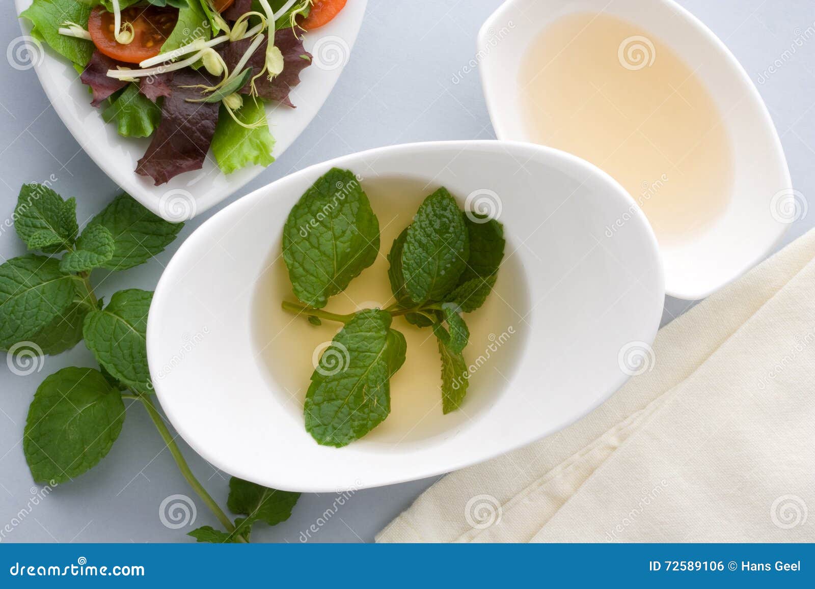 Vinaigrette Dressing with Mint Leaves. Stock Photo - Image of measuring ...