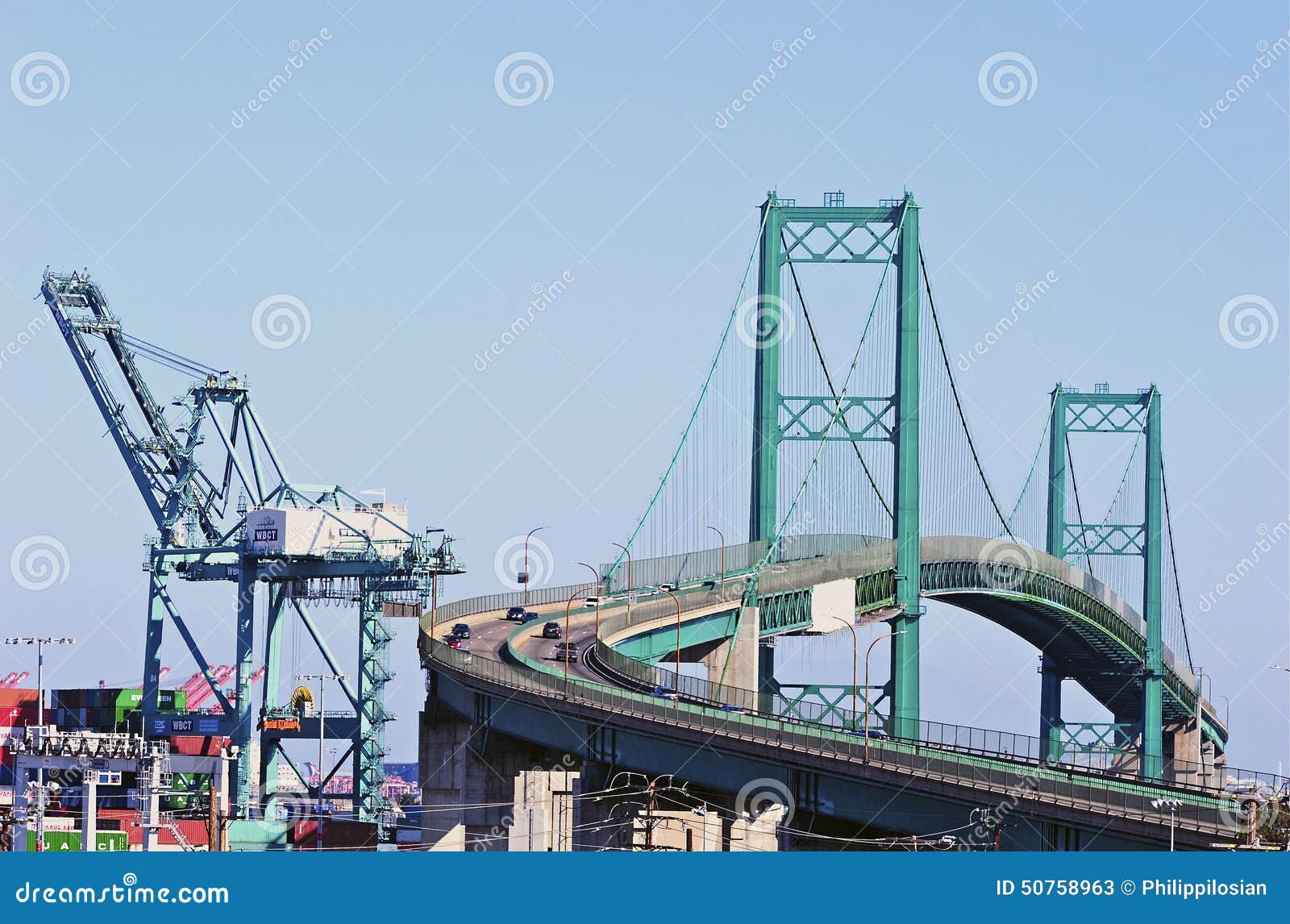 Vincent Thomas Bridge Em San Pedro Foto de Stock Editorial - Imagem de ...