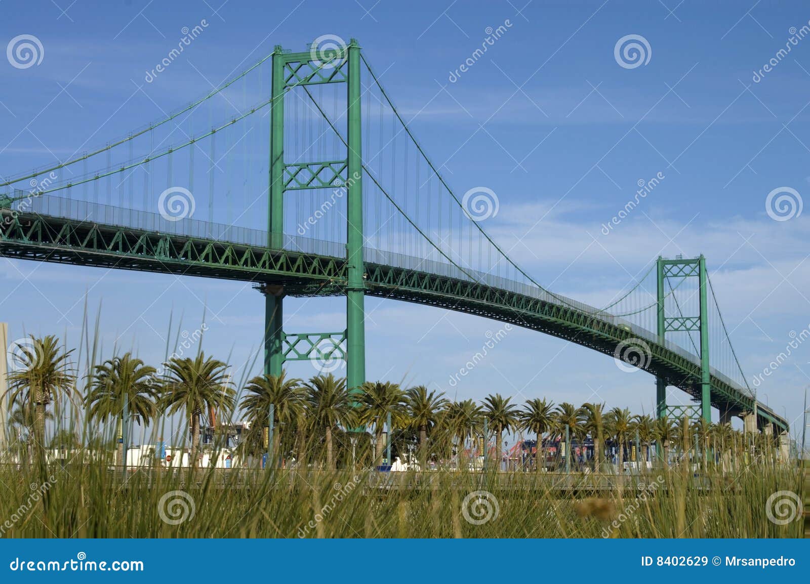 Vincent Thomas Bridge, San Pedro Stock Image - Image of palm, travel ...