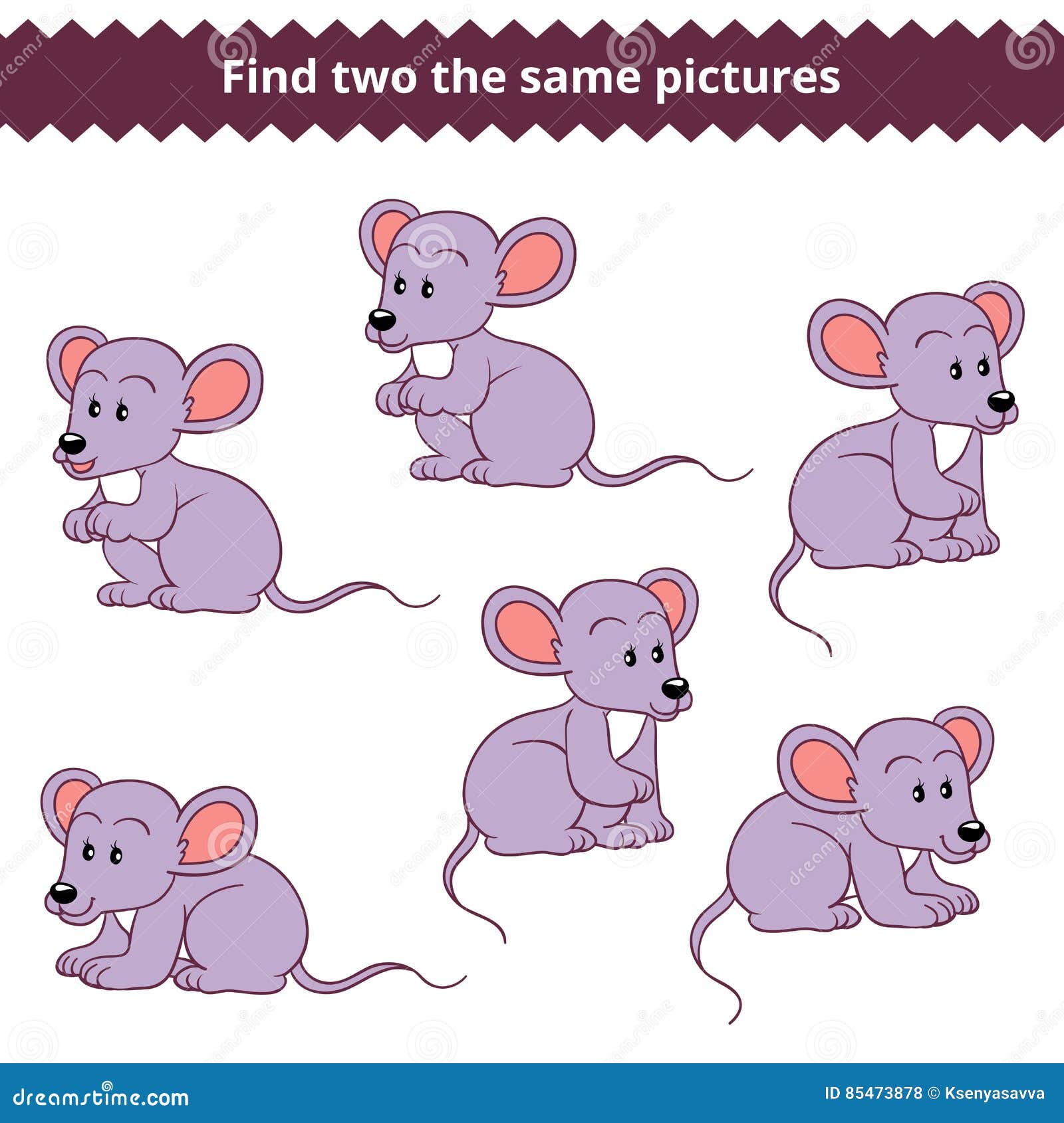 Vind Twee Dezelfde Beelden, Spel Voor Kinderen, Muis Vector Illustratie ...