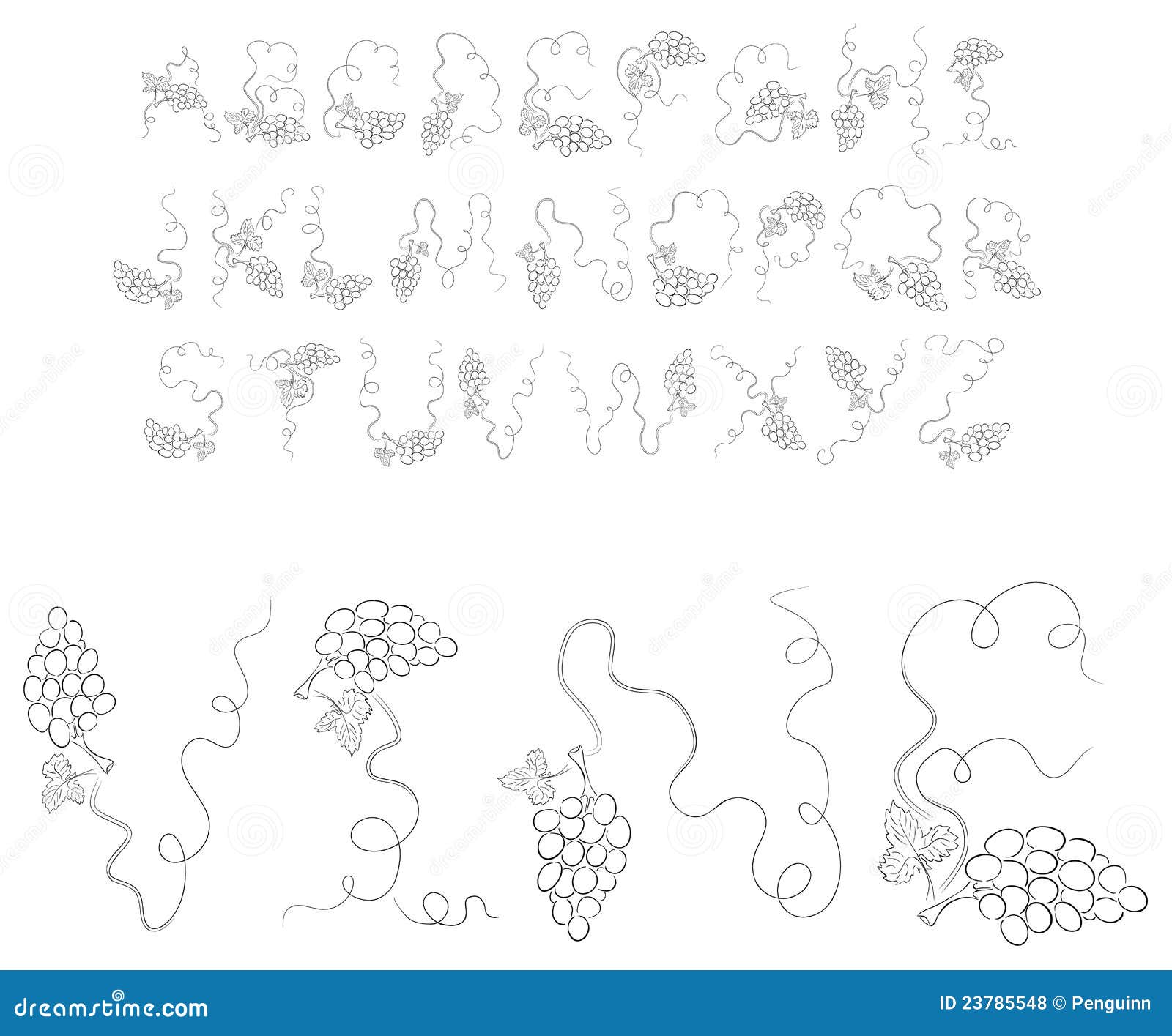 Vine alphabet stock vector. Illustration of summer, leaf - 23785548