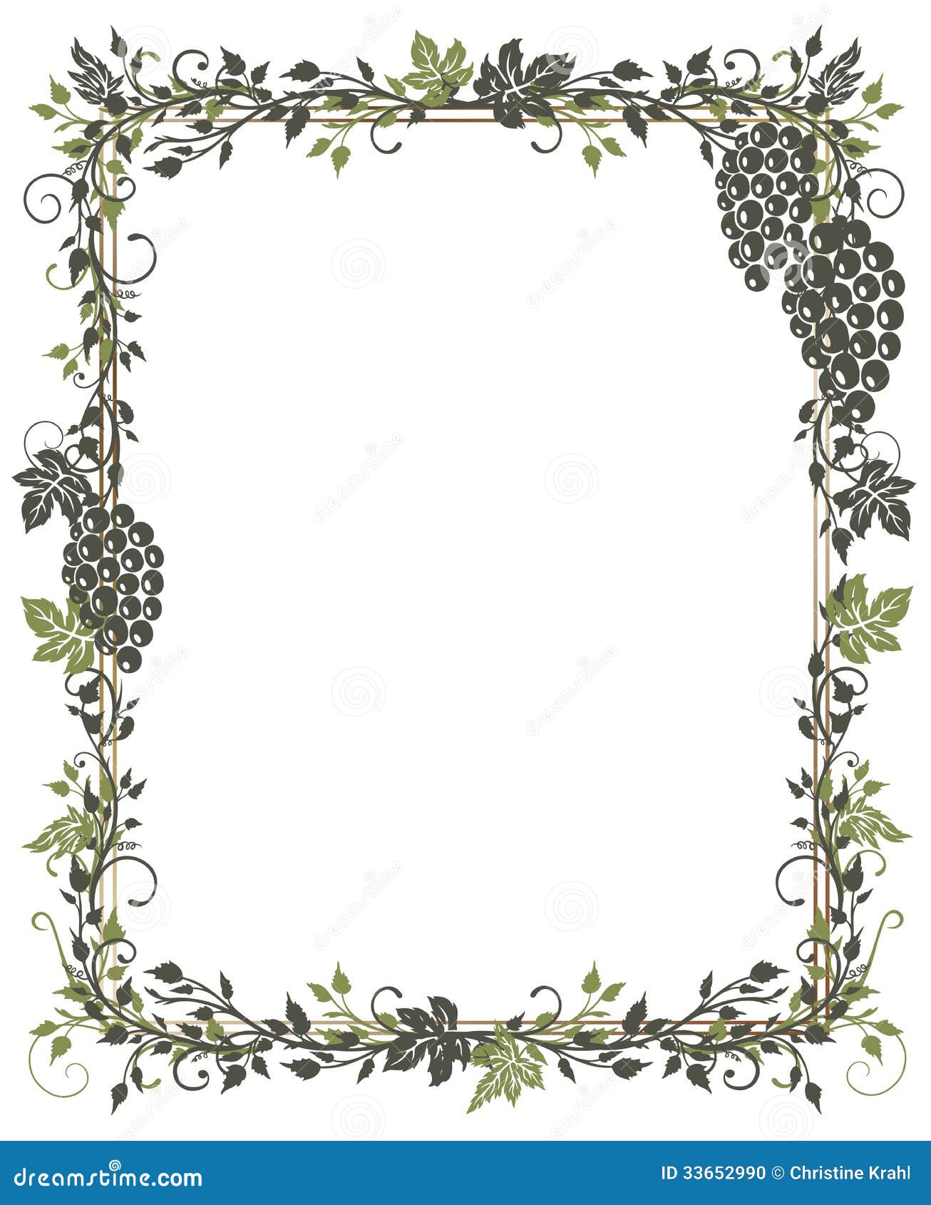 Vine, Leaves, Grapes, Frame Stock Vector - Illustration of isolated ...