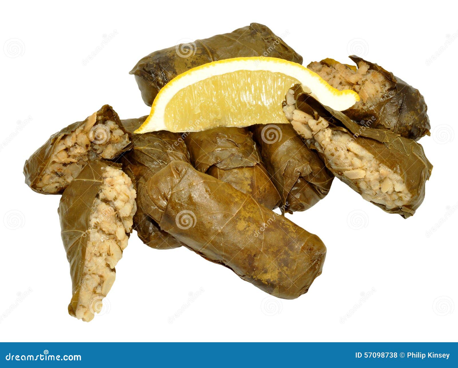Vine Leaves Stuffed with Rice and Herbs Stock Photo - Image of yellow ...