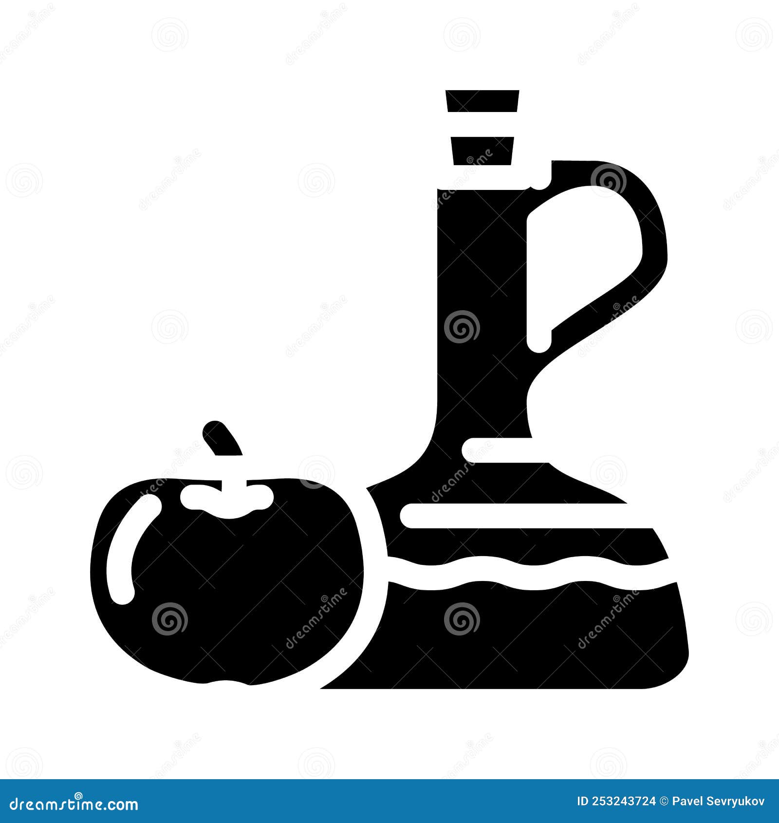 Vinegar Apple Glyph Icon Vector Illustration Stock Illustration ...