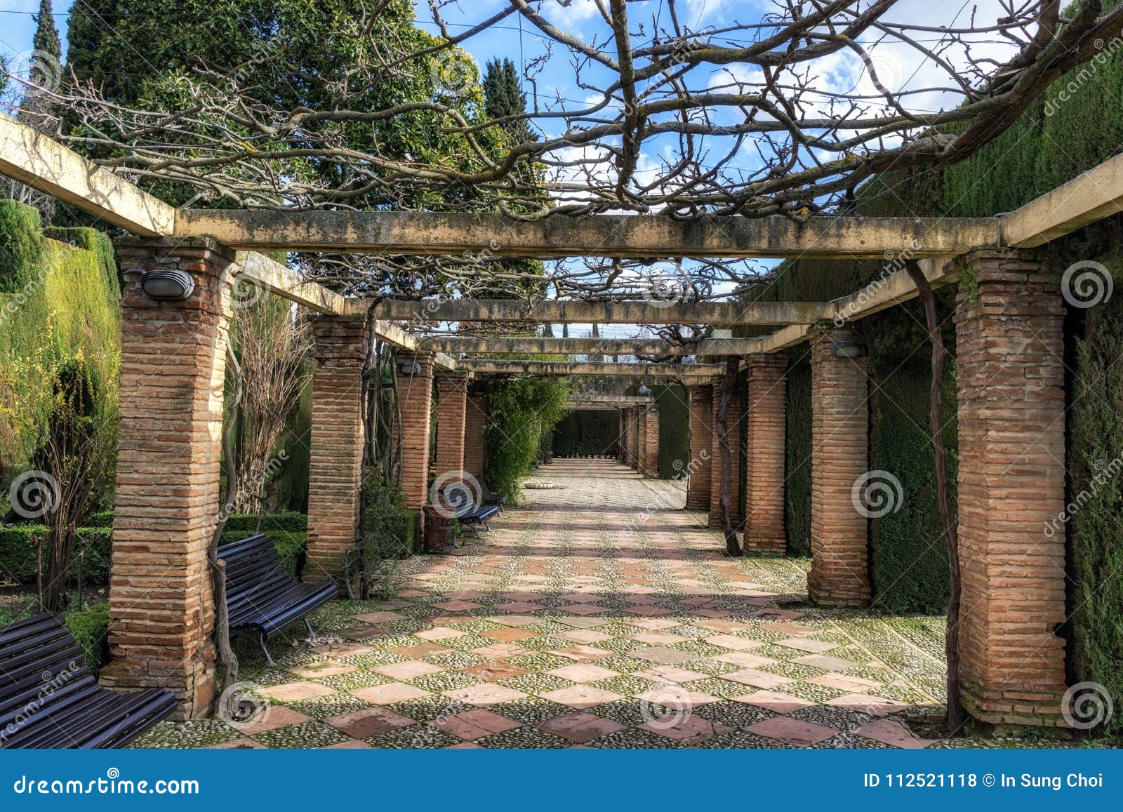 Vines and Benches Generalife Stock Photo - Image of andalusia ...