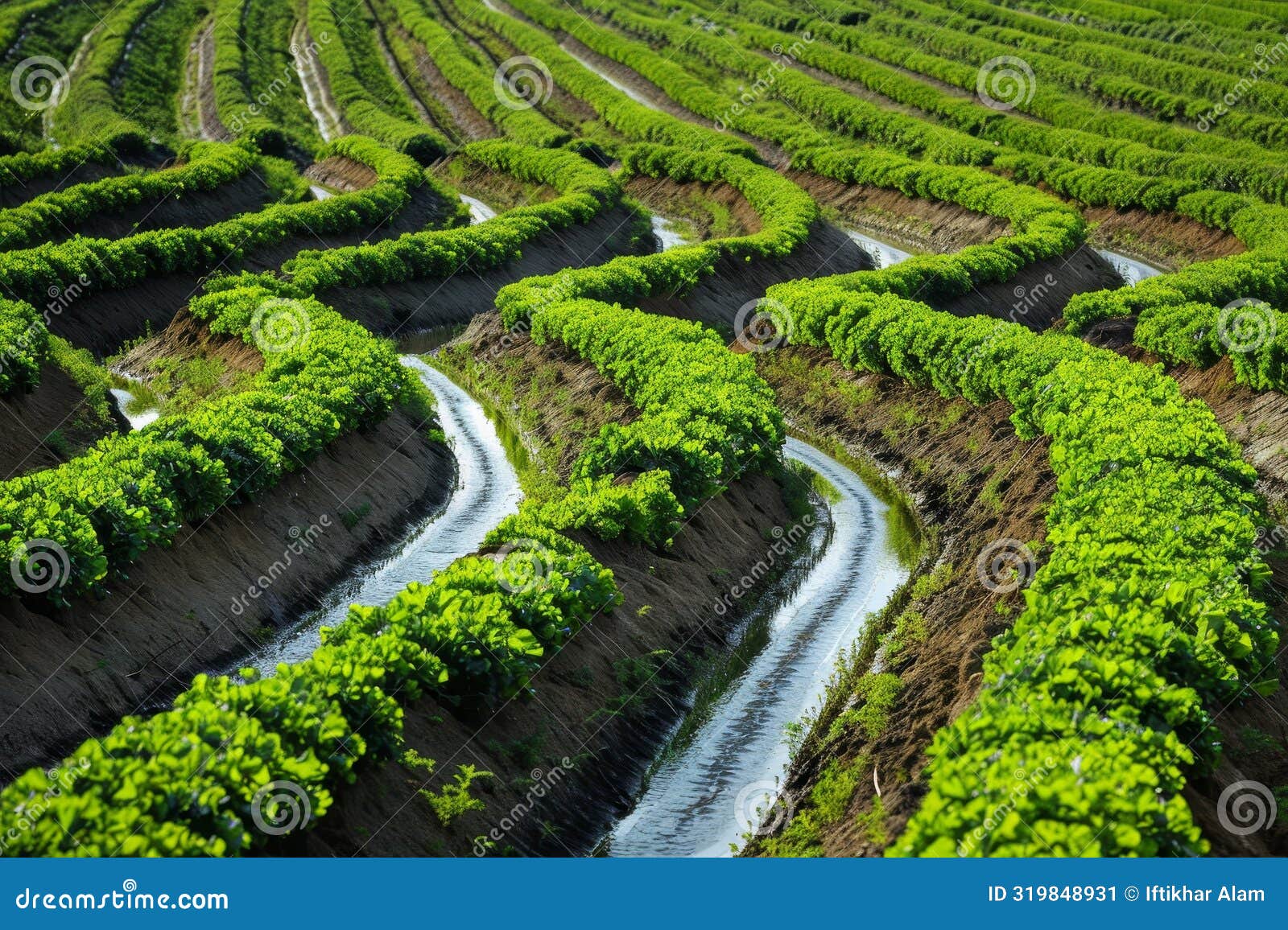 Vines Thriving in a Vineyard with Water Flowing through a Complex ...