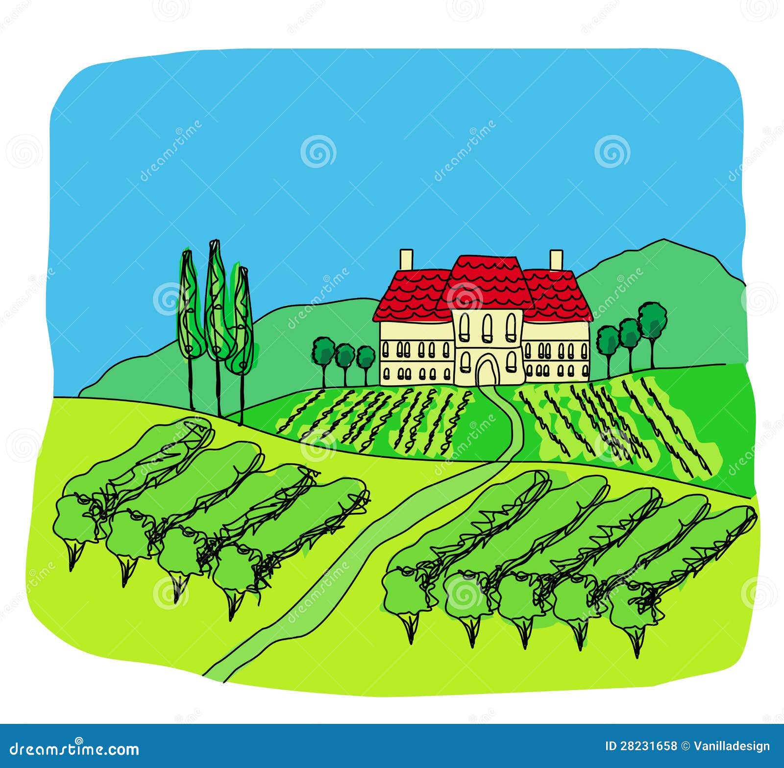 Vineyard stock vector. Illustration of nature, romantic - 28231658