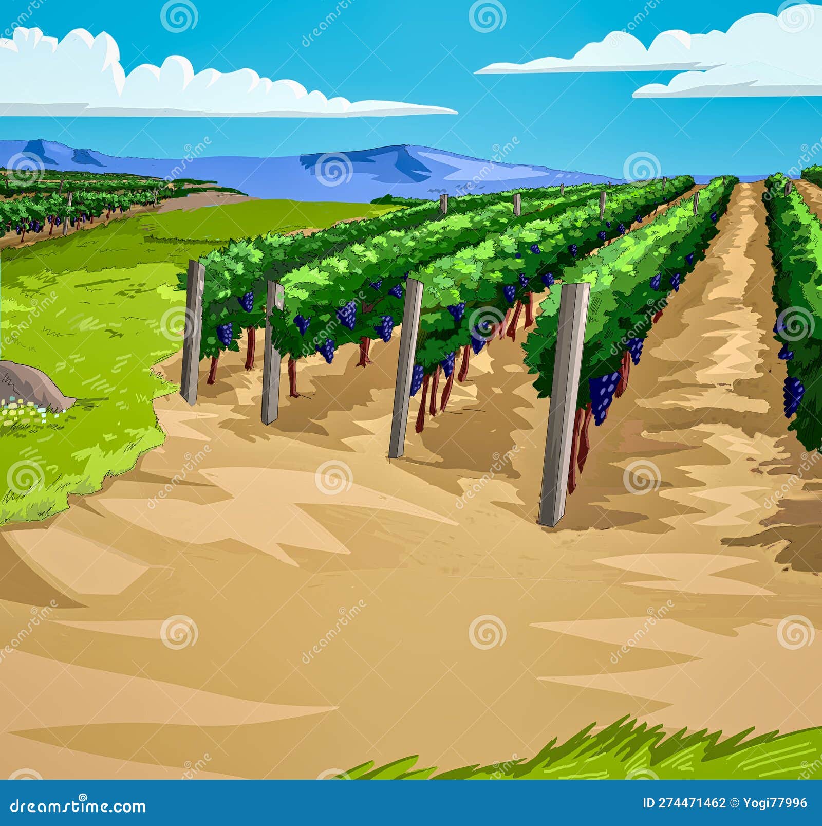 The Vineyard, 2d Cartoon Illustration. Stock Illustration ...