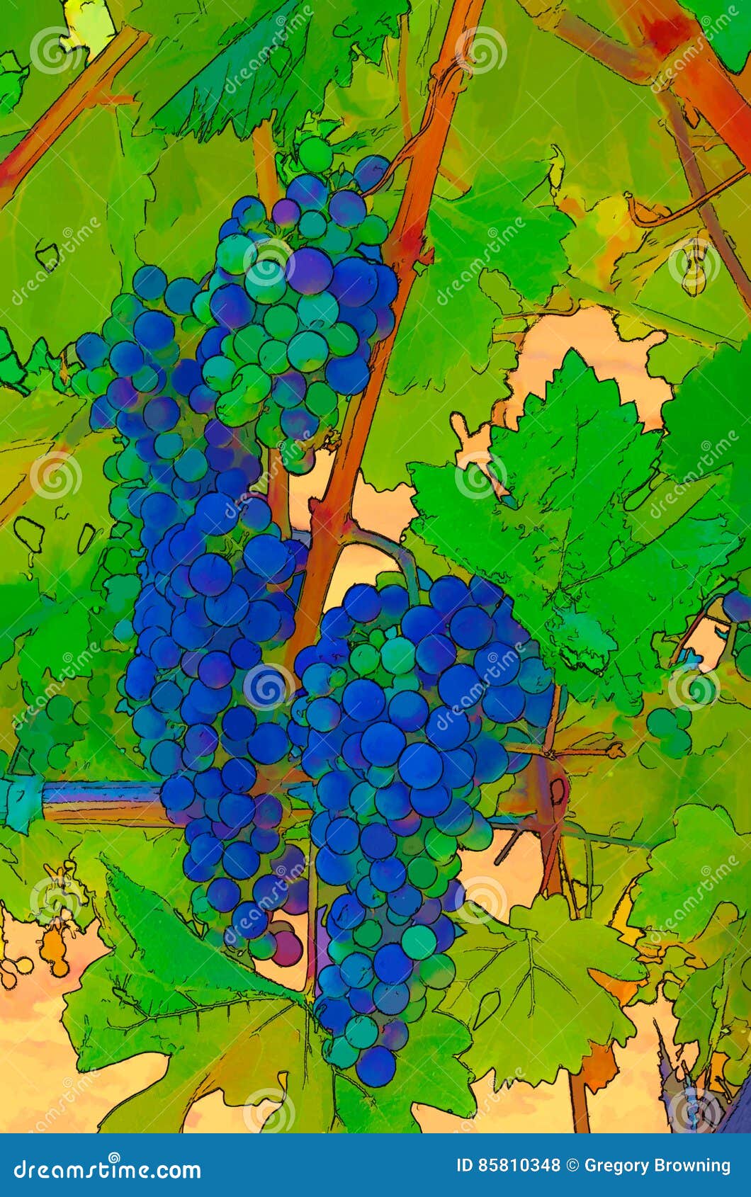 Vineyard Grapes Abstract stock illustration. Illustration of alcoholic ...