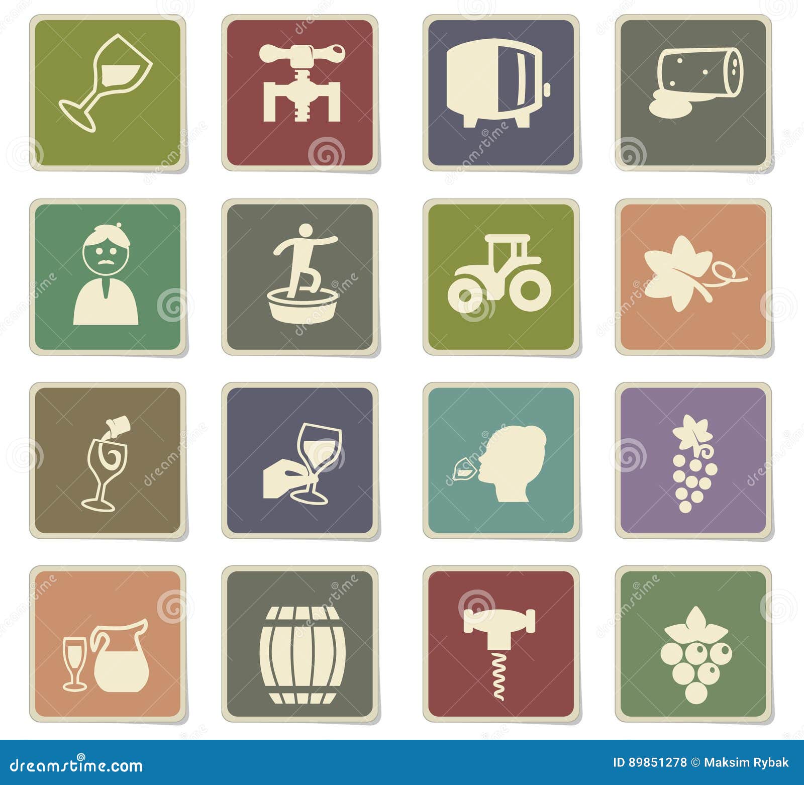 Vineyard icon set stock illustration. Illustration of grapes - 89851278
