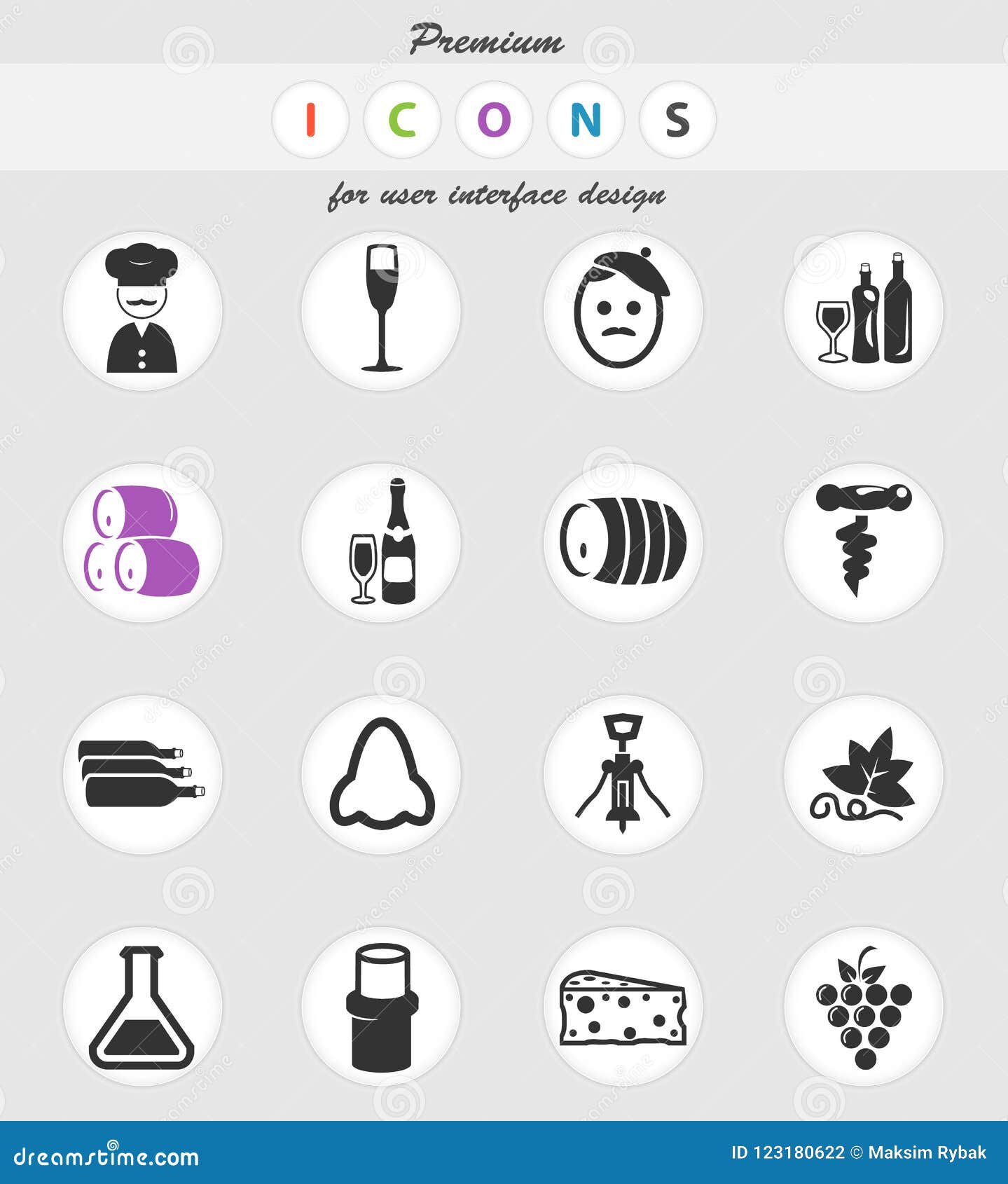 Vineyard icon set stock vector. Illustration of glass - 123180622