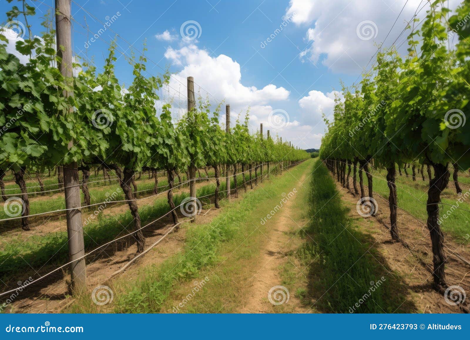 Vineyard with Row of Trellises, Perfect for Growing Vines Stock ...