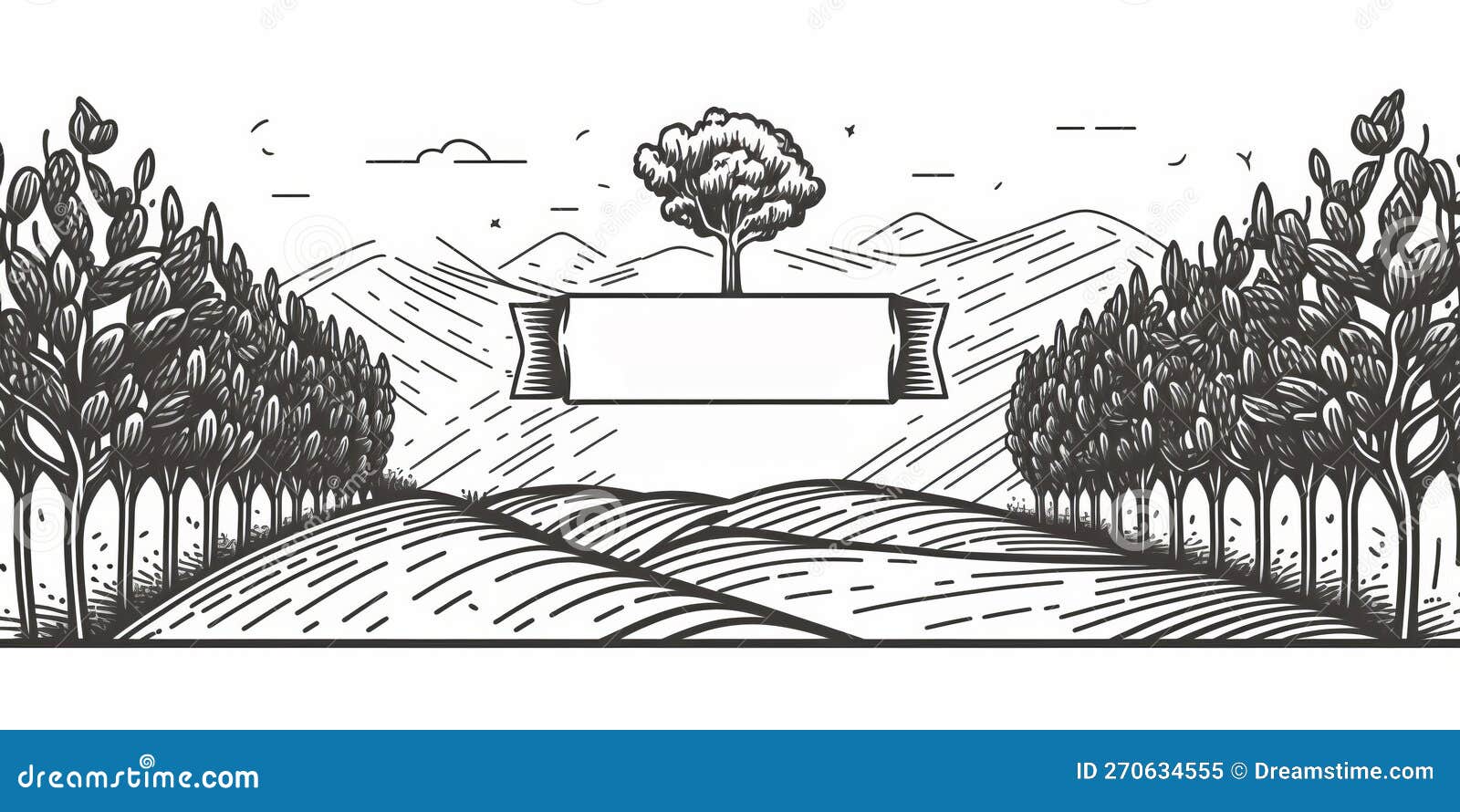 Vineyard with Rows of Grape Vines. Simple Line Drawing Illustration ...