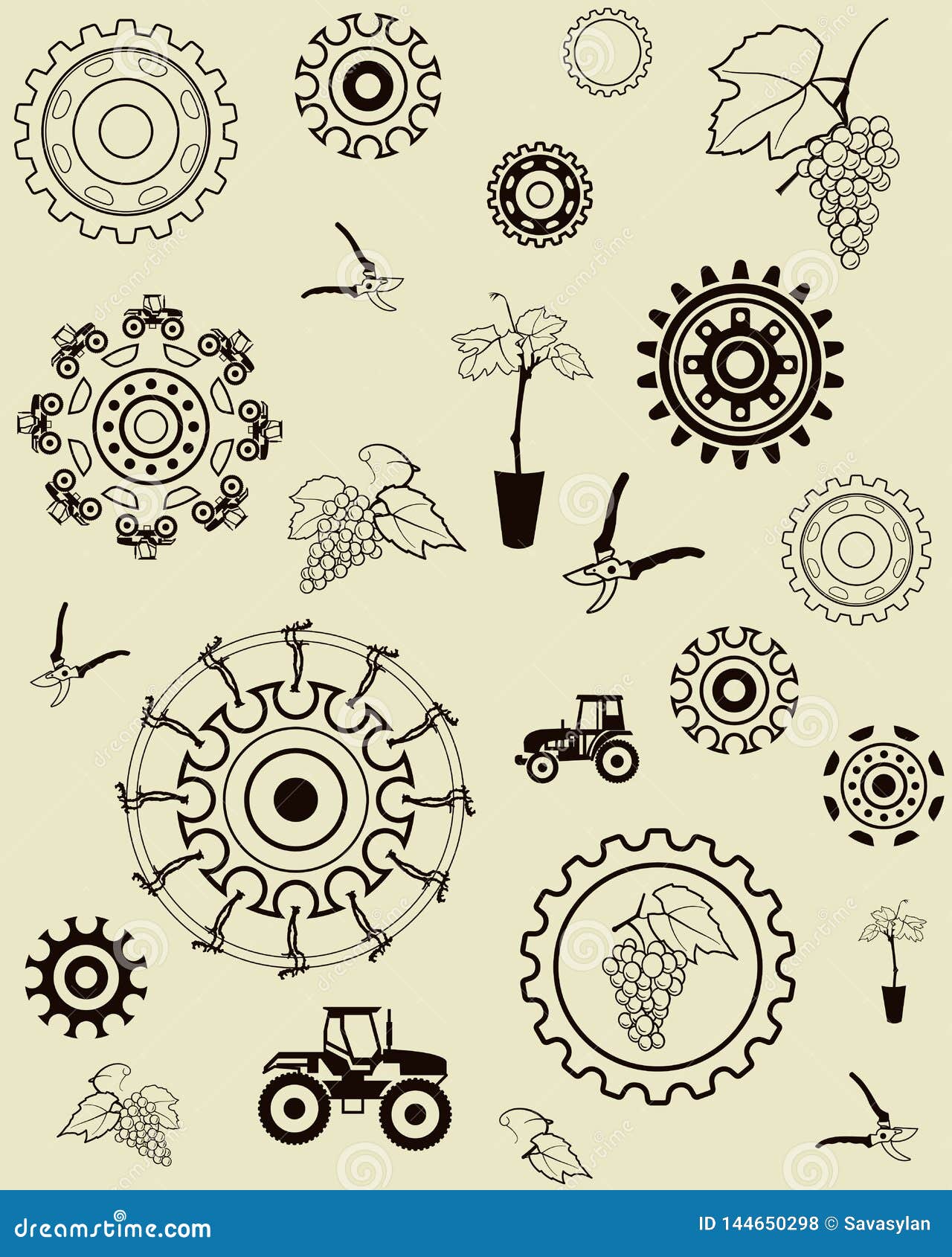 Vineyard seamless pattern stock vector. Illustration of pattern - 144650298