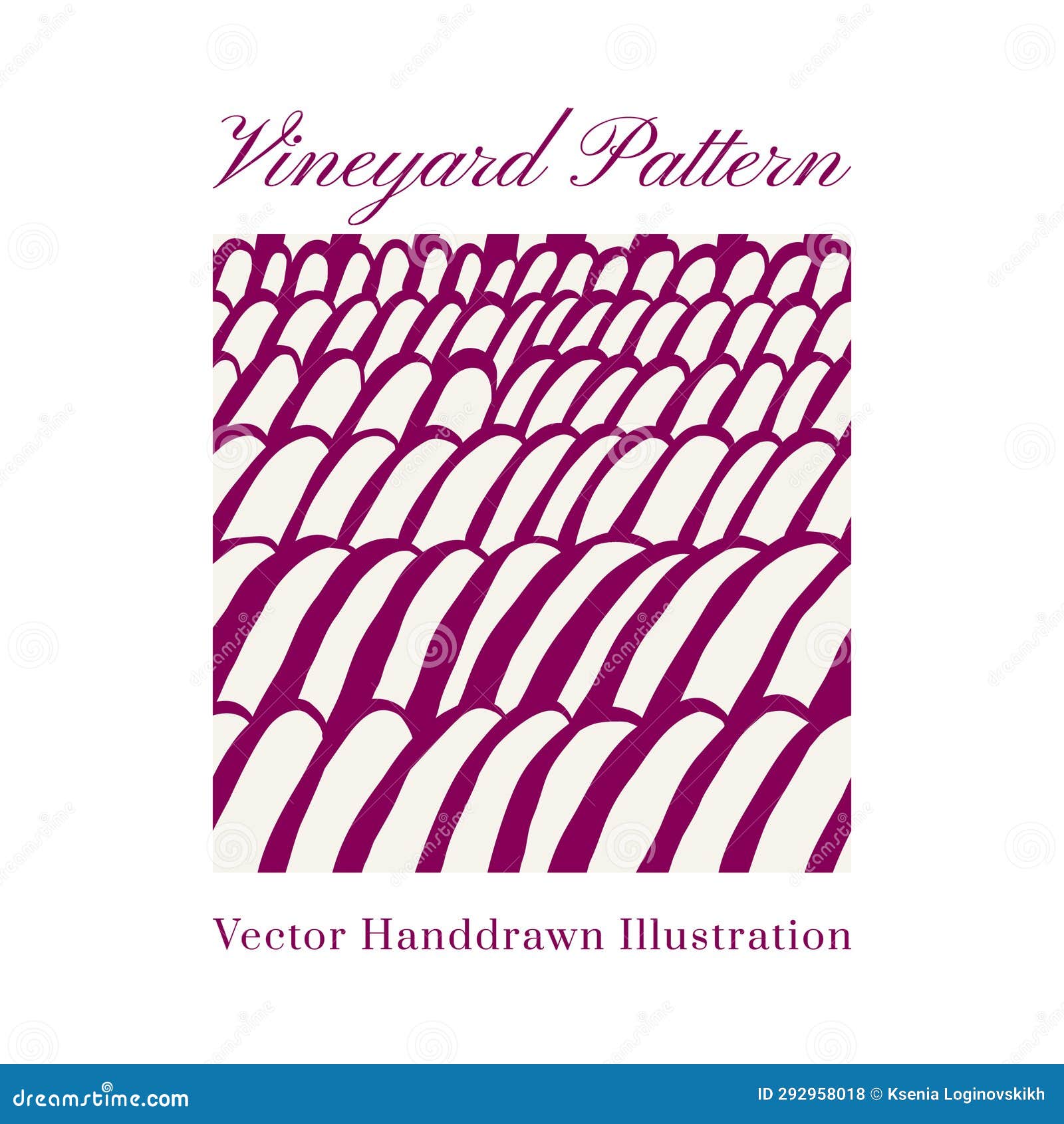 Vineyard Seamless Vector Handdrawn Pattern Stock Illustration ...
