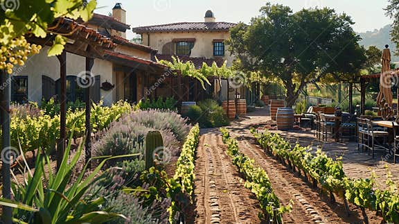 Vineyard Showcasing Grapevines in a Rustic Hotel Setting Stock ...