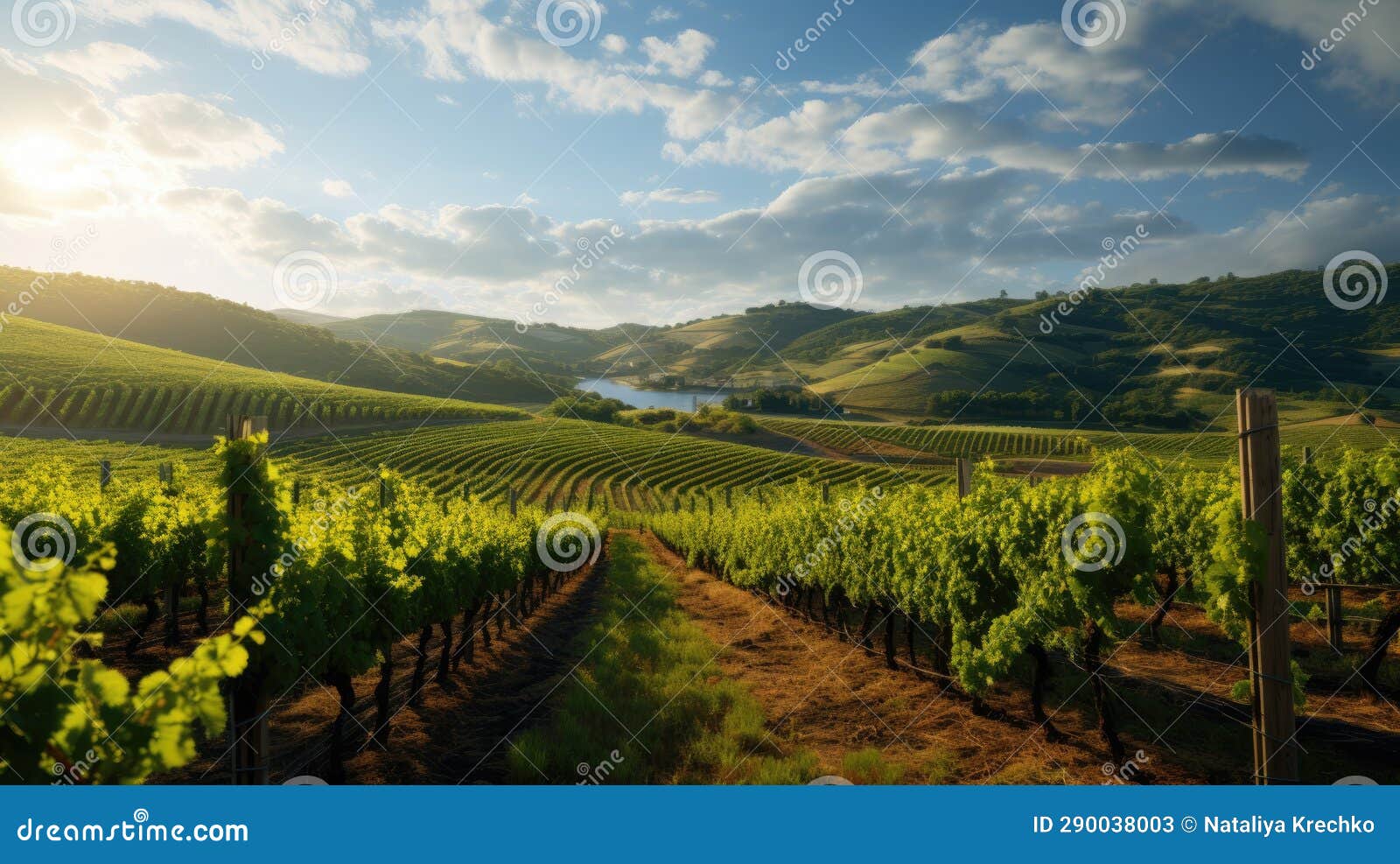 Vineyard at Sunset in Sunlight. Winemaking and Grape Fields Stock Image ...