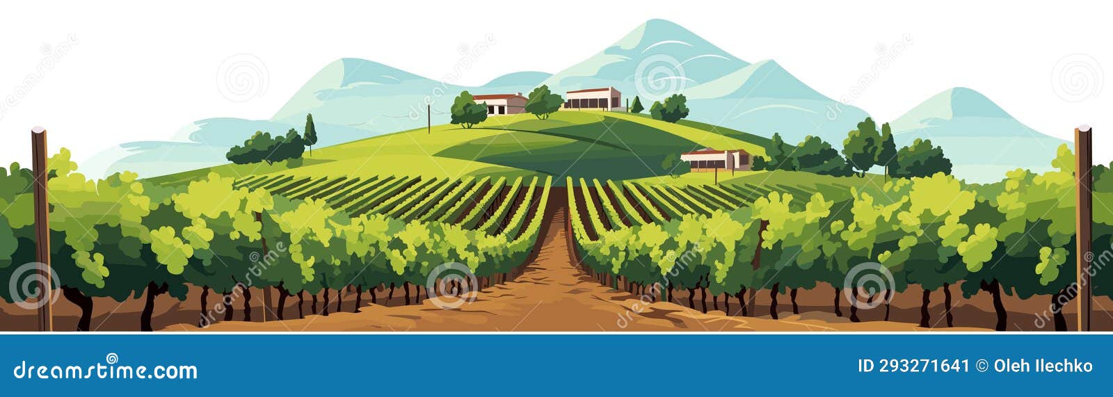 A Vineyard Vector Simple 3d Smooth Cut and Paste Illustration Stock ...