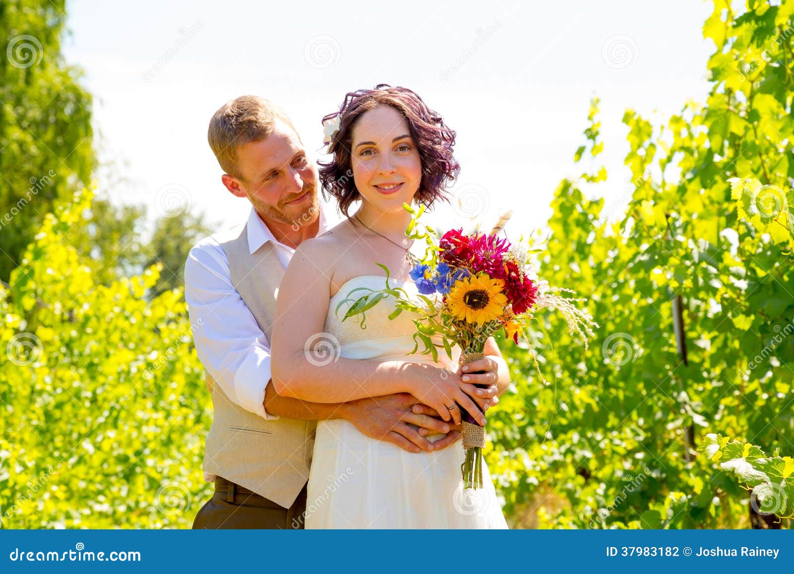 Vineyard Wedding Couple Portrait Stock Photo - Image of color ...