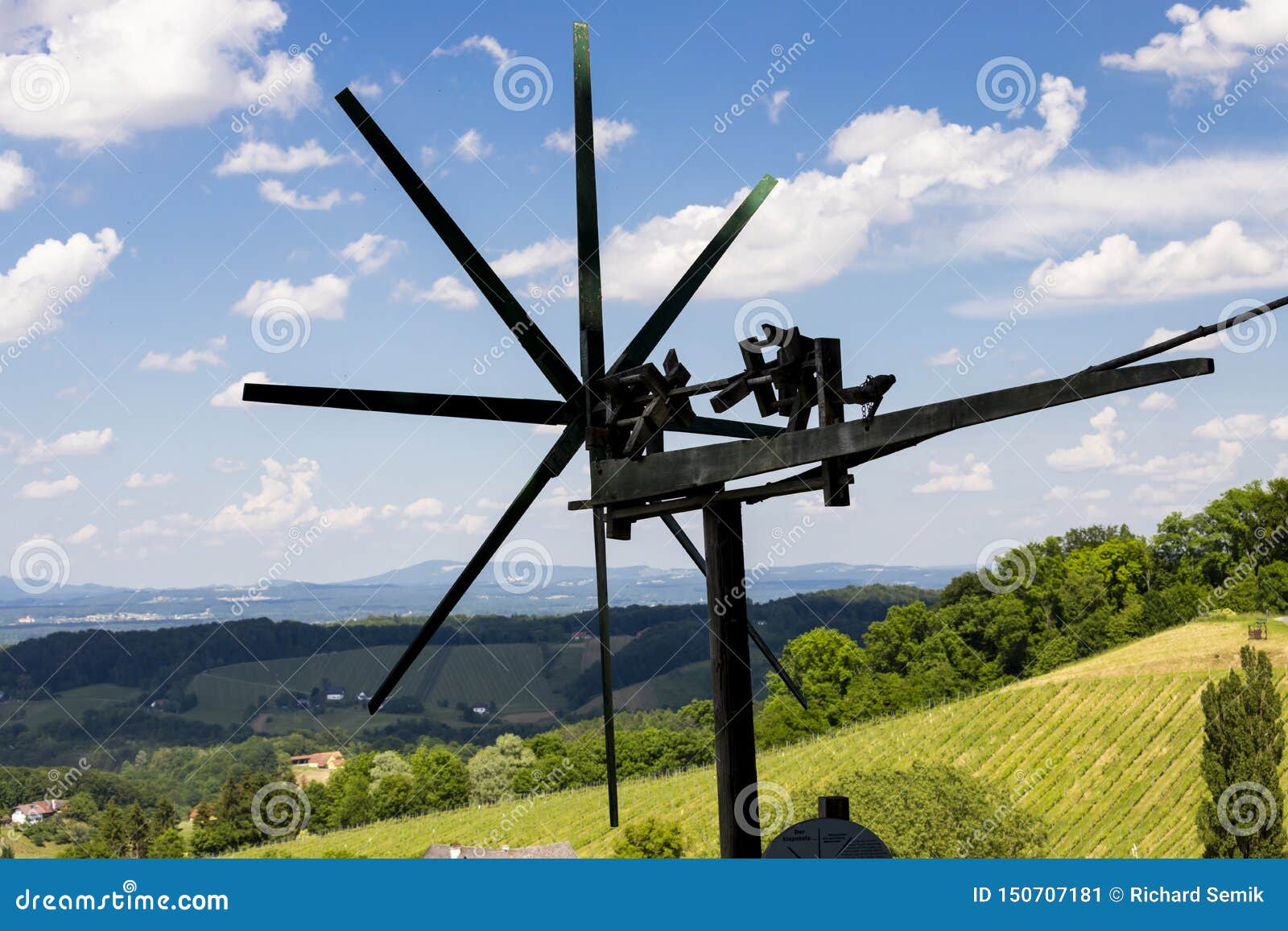 Vineyard with Windmill Called Klapotetz in South of Styria, Austria ...