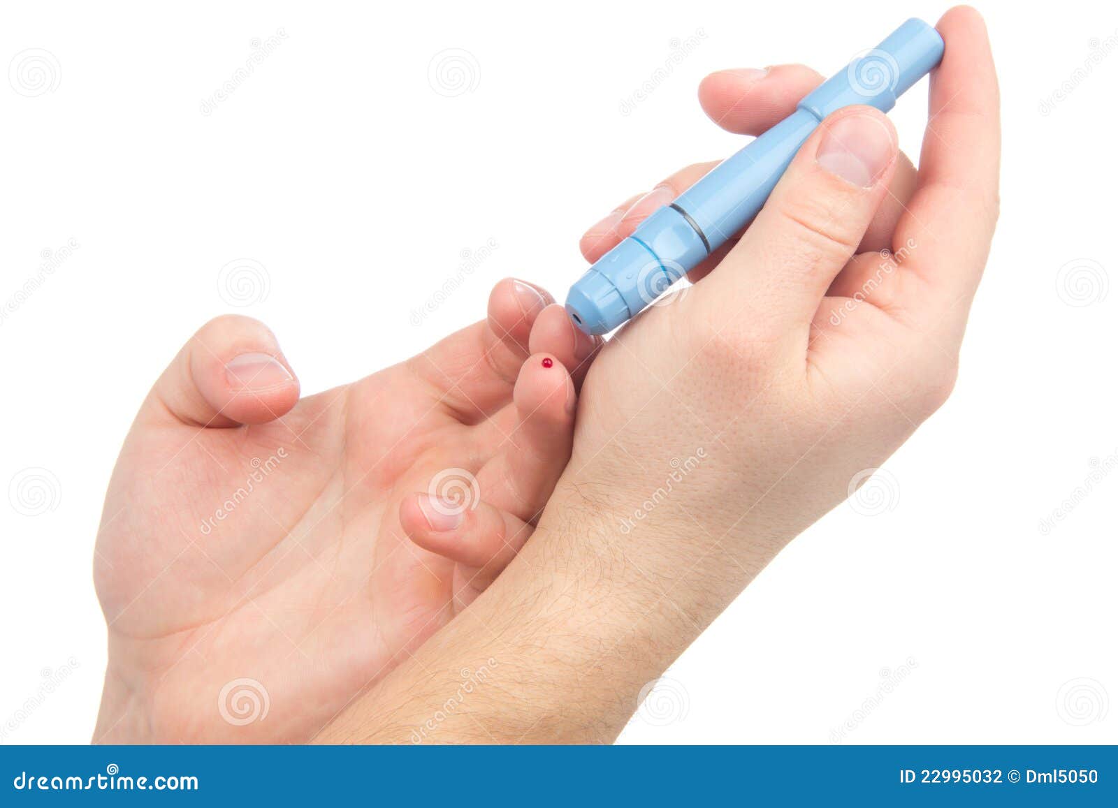 Vinger Van De Het Lancet in Hand Prik Van De Diabetes Stock Foto ...