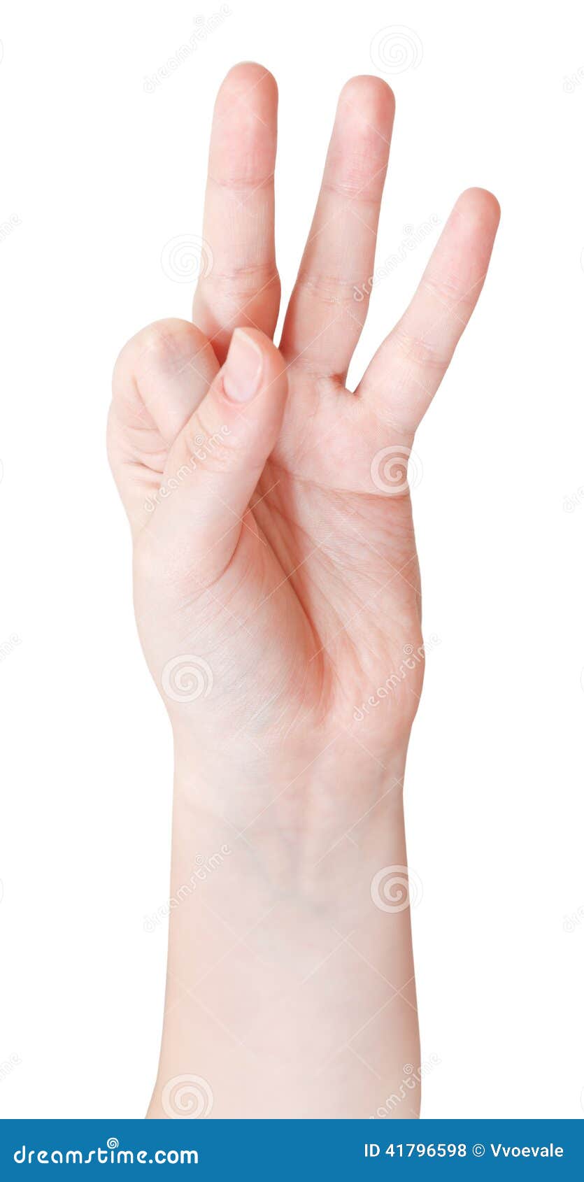 Vingerrekening Drie - Handgebaar Stock Foto - Image of koker, telling ...