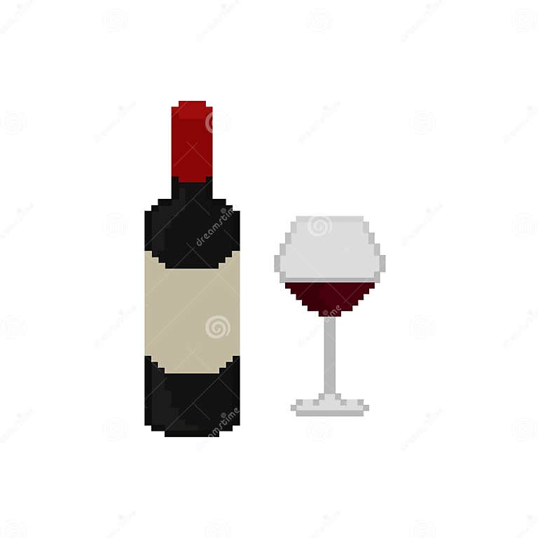 Vino del pixel ilustración del vector. Ilustración de cristal - 77454695