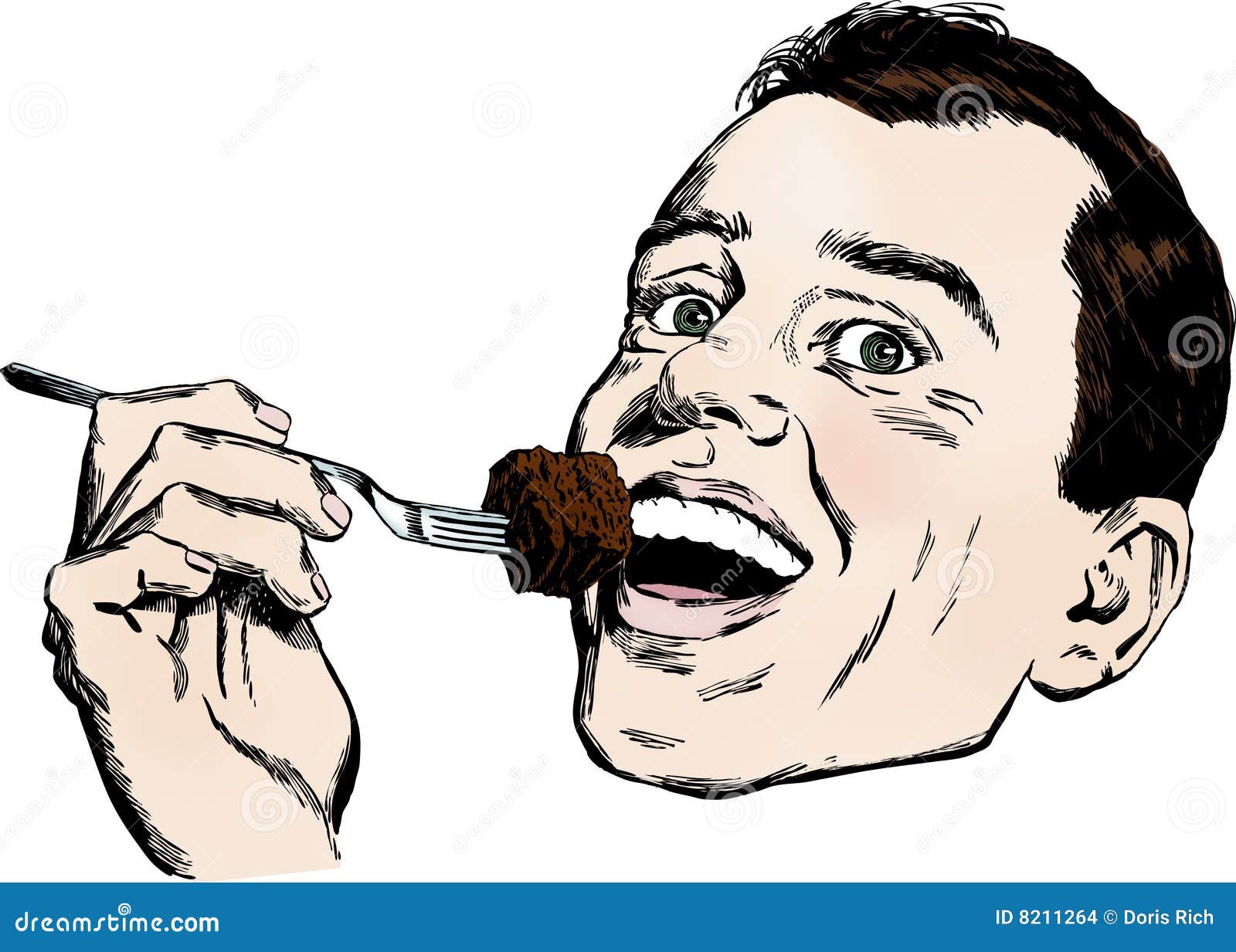 Vintage 1950s Man Eating stock vector. Illustration of sketch - 8211264