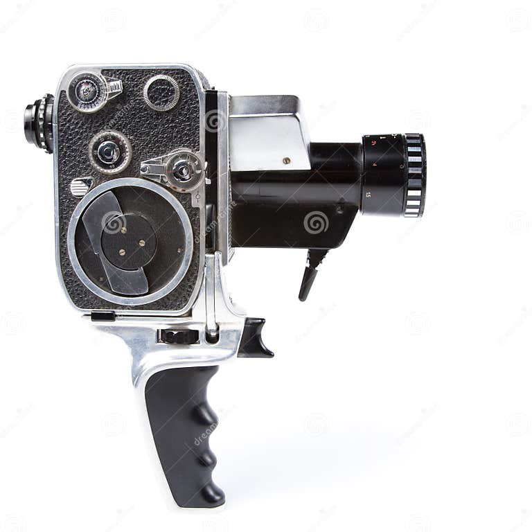 Vintage 8mm Camera Isolated on White Stock Image - Image of premiere ...