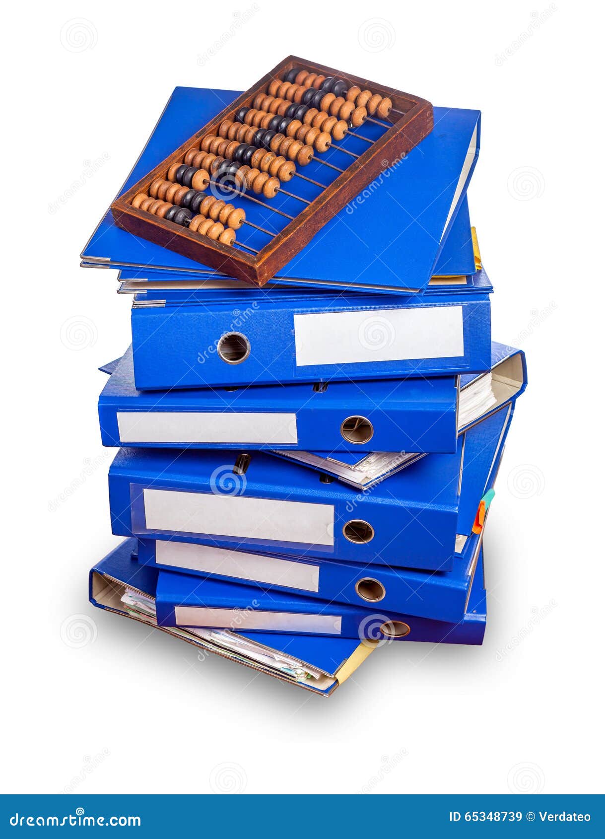 Vintage Abacus on Stack of Blue Folders Stock Image - Image of ...