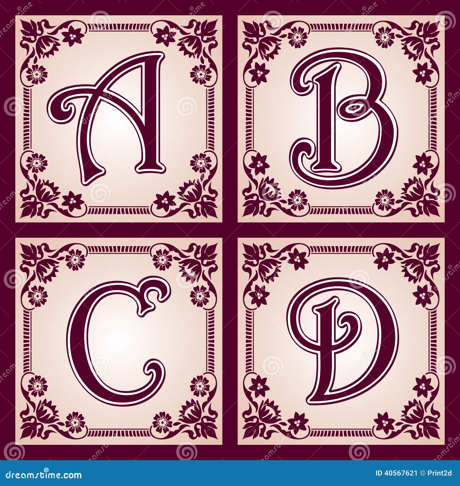 Vintage ABC Parte 1 ilustración del vector. Ilustración de conjunto ...