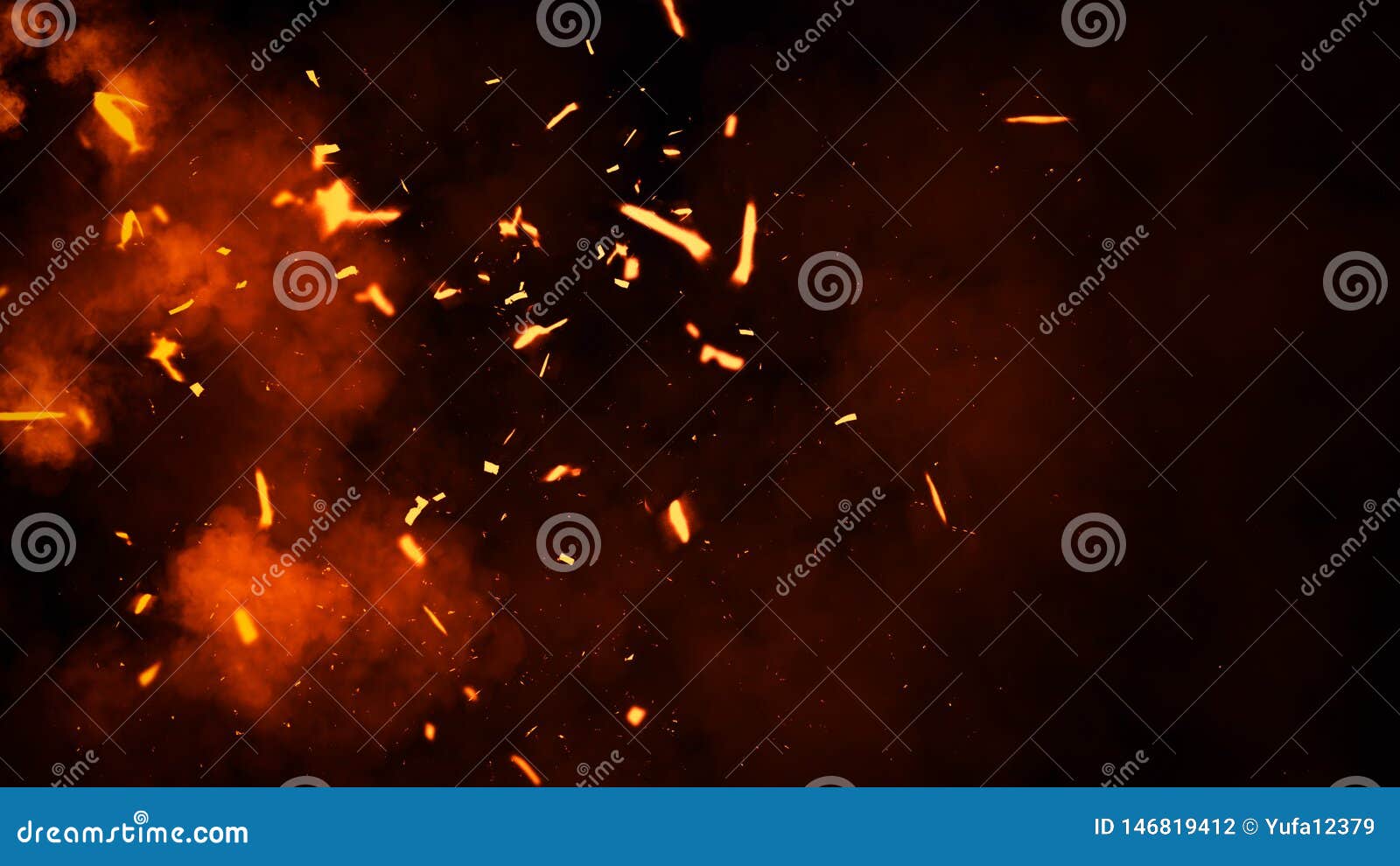 Vintage Abstract Flames with Fire Particles Embers on Isolated ...